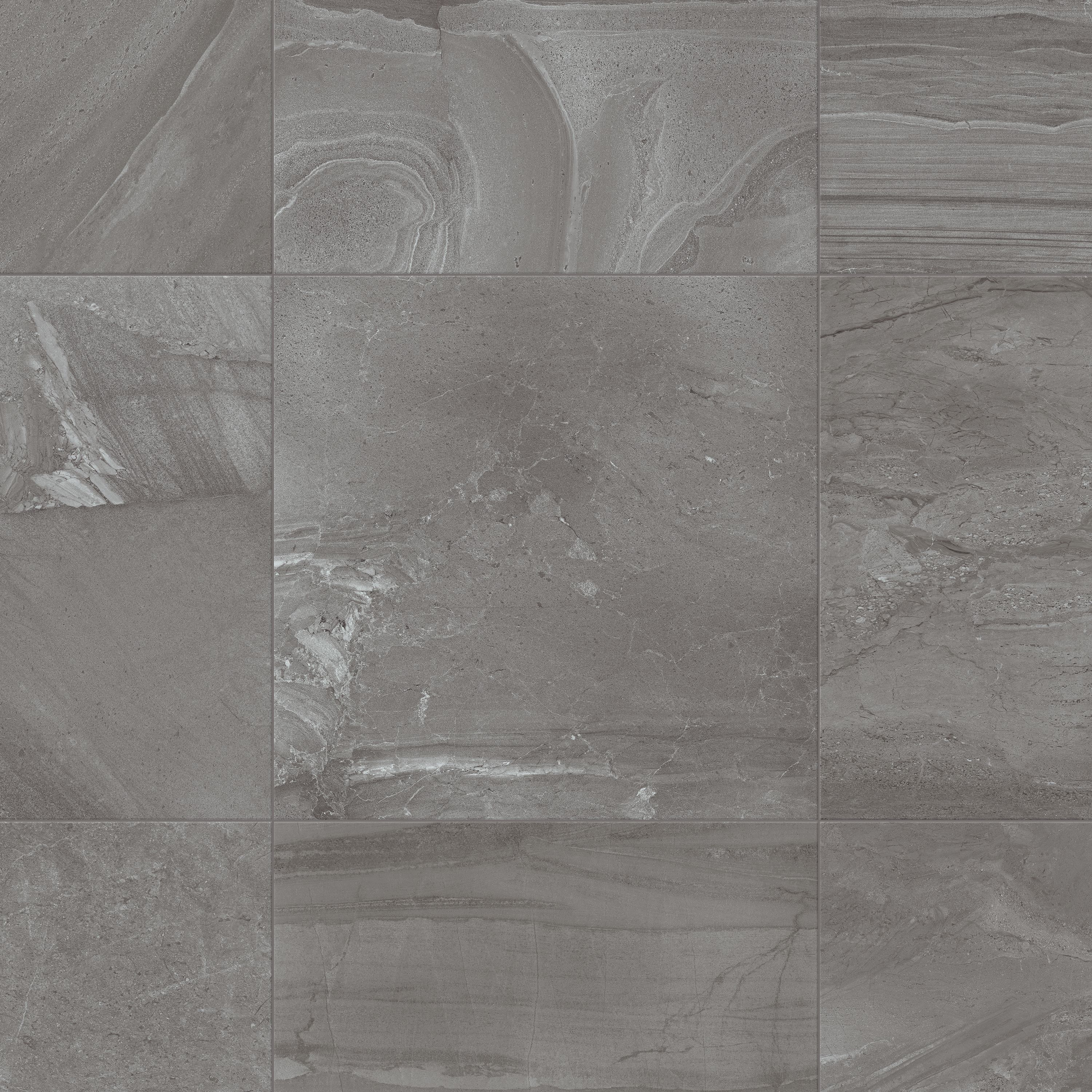 Pesaro Anthracite Matt Stone effect Porcelain Indoor Wall & floor Tile ...