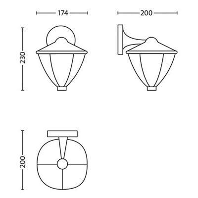 Philips Robin Fixed Matt Black Mains-powered LED Outdoor Wall light 430lm