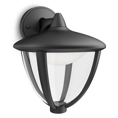 Philips Robin Fixed Matt Black Mains-powered LED Outdoor Wall light 430lm