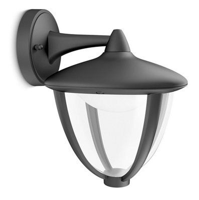 Philips Robin Fixed Matt Black Mains-powered LED Outdoor Wall light 430lm