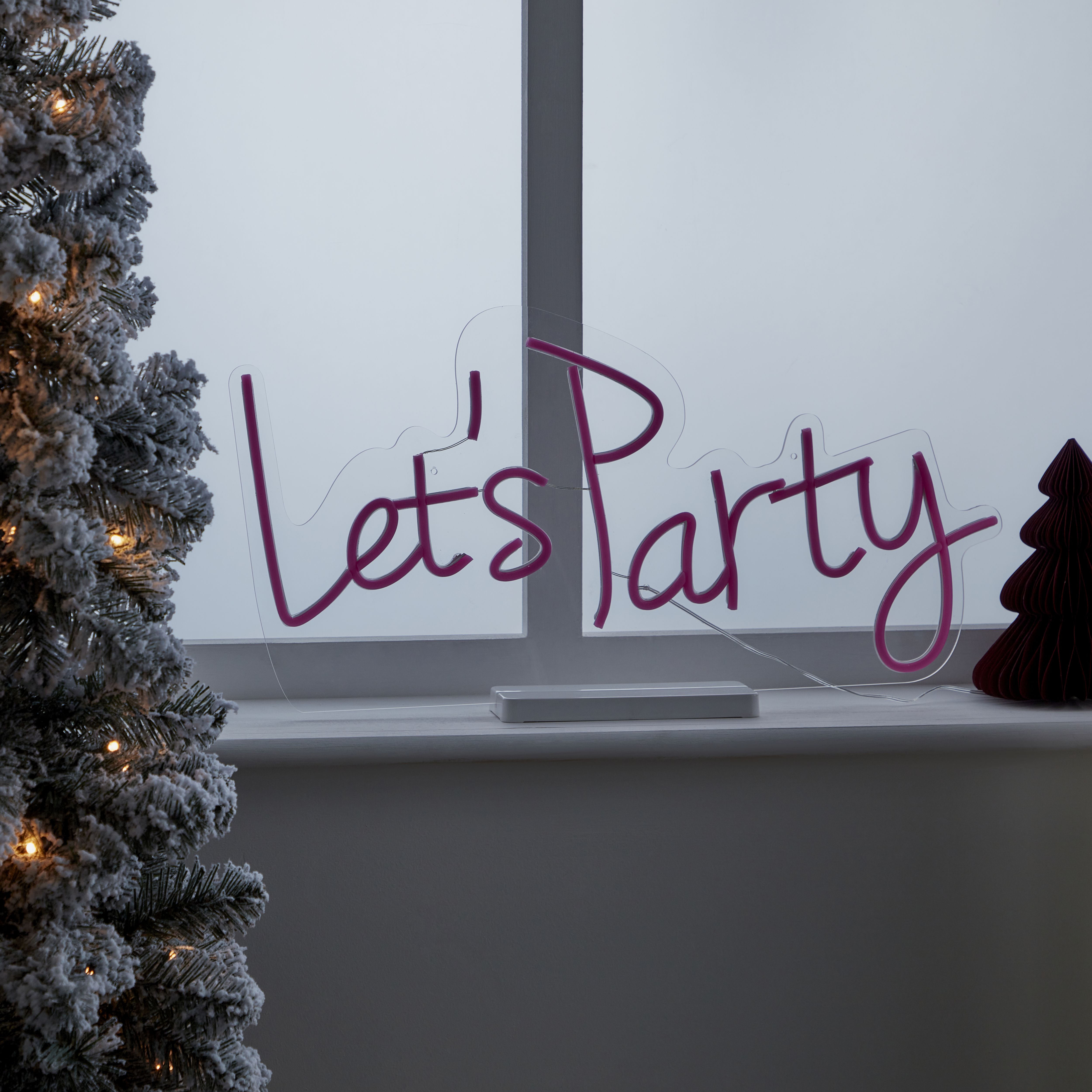 Pink LED Neon Let's Party Silhouette (H) 300mm