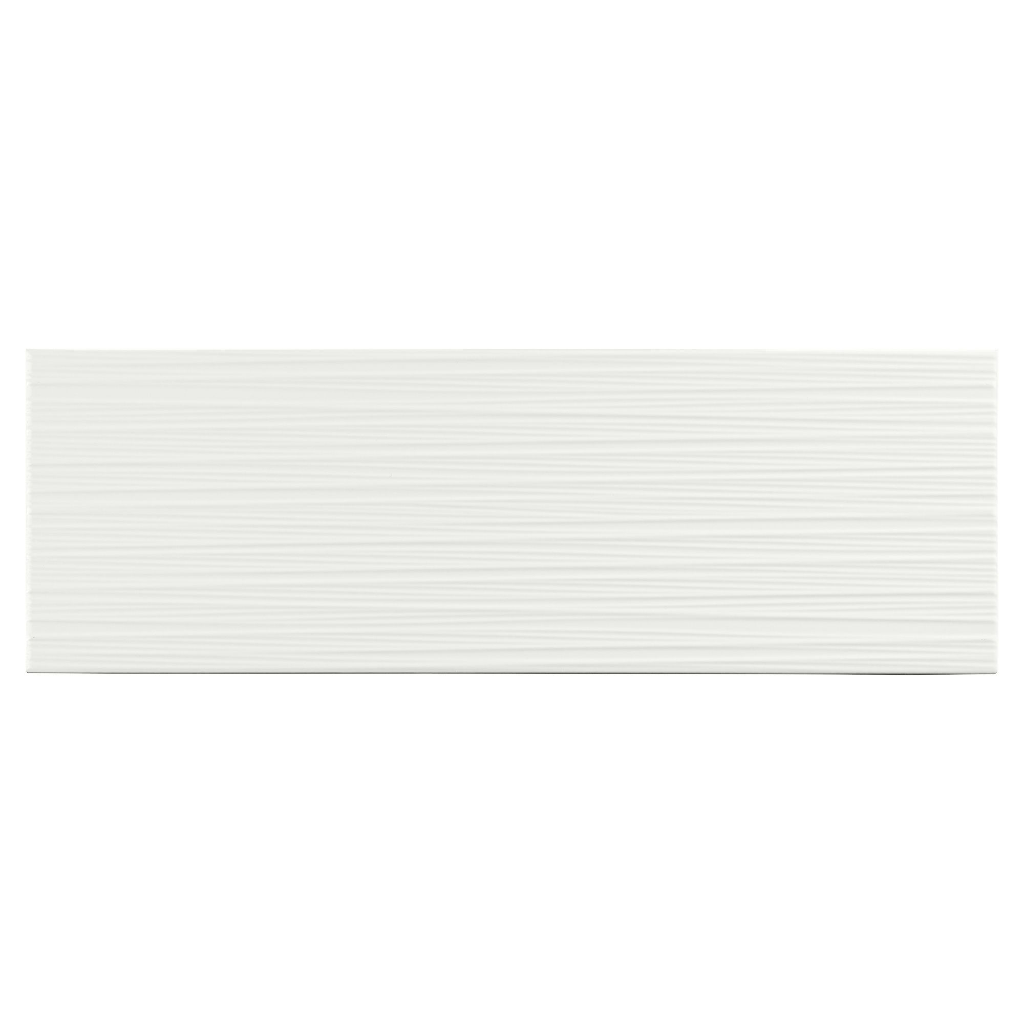 Plain White Gloss Thin line Embossed Ceramic Indoor Wall Tile, Pack of ...