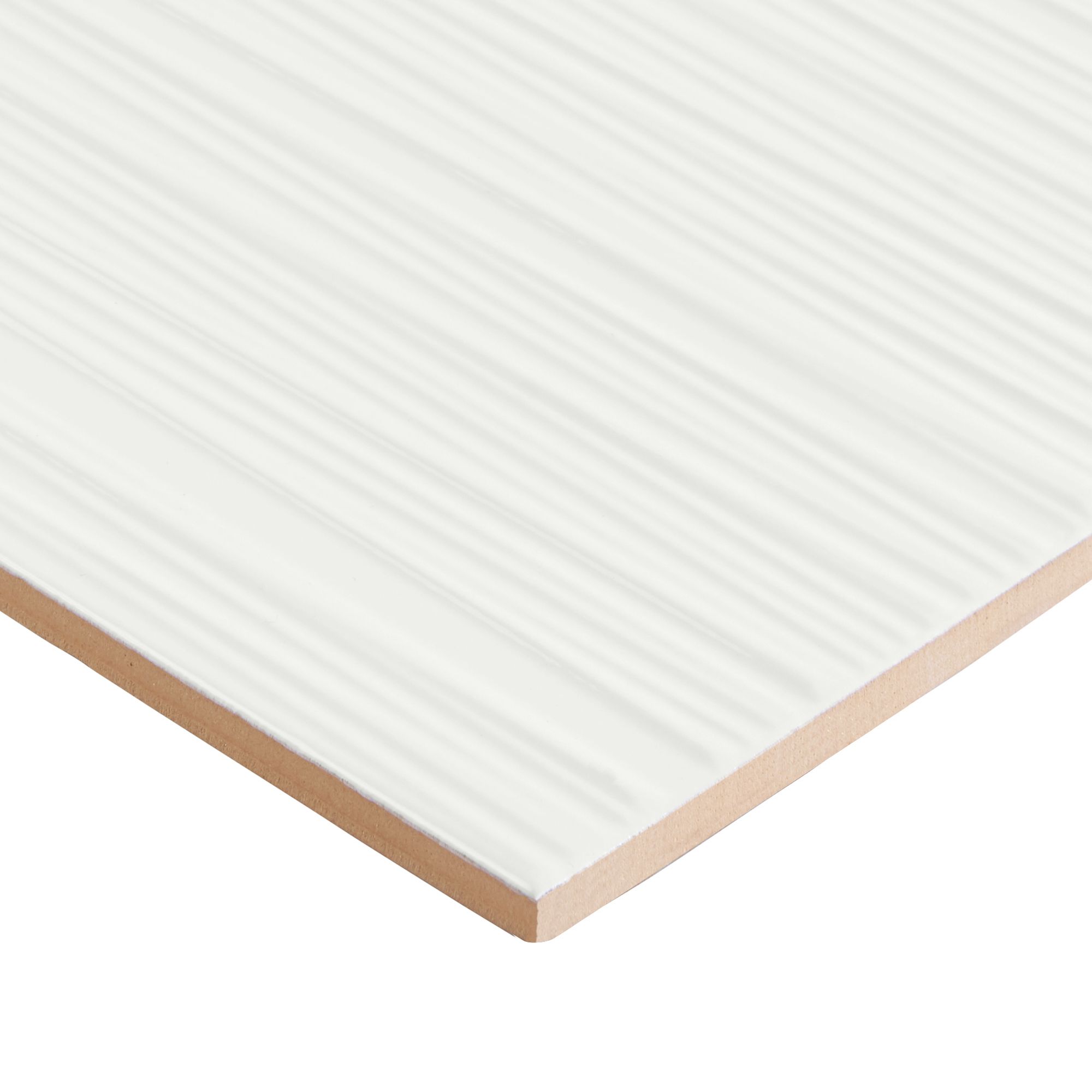 Plain White Gloss Thin line Embossed Ceramic Indoor Wall Tile, Pack of ...
