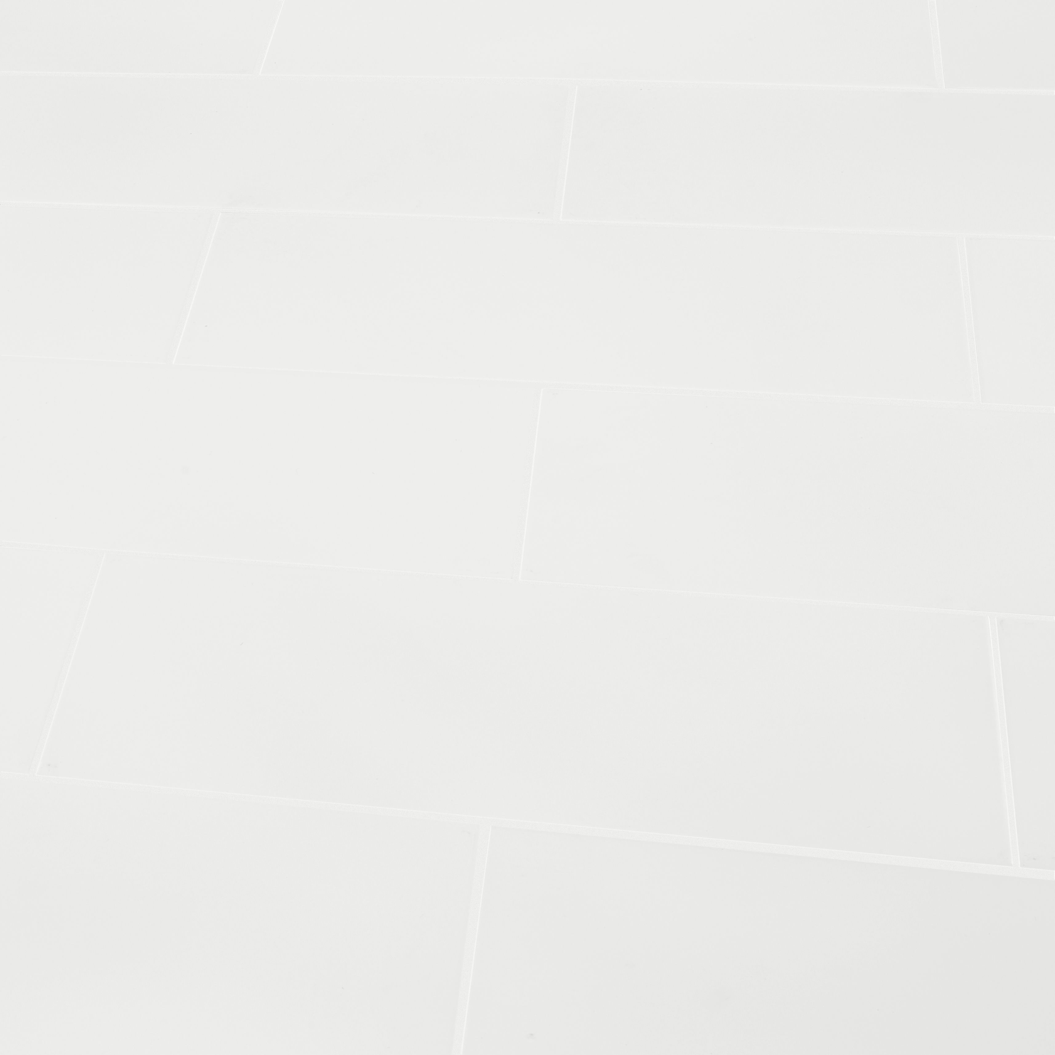 Plain White Matt Ceramic Indoor Wall Tile, Pack of 8, (L)600mm (W)200mm