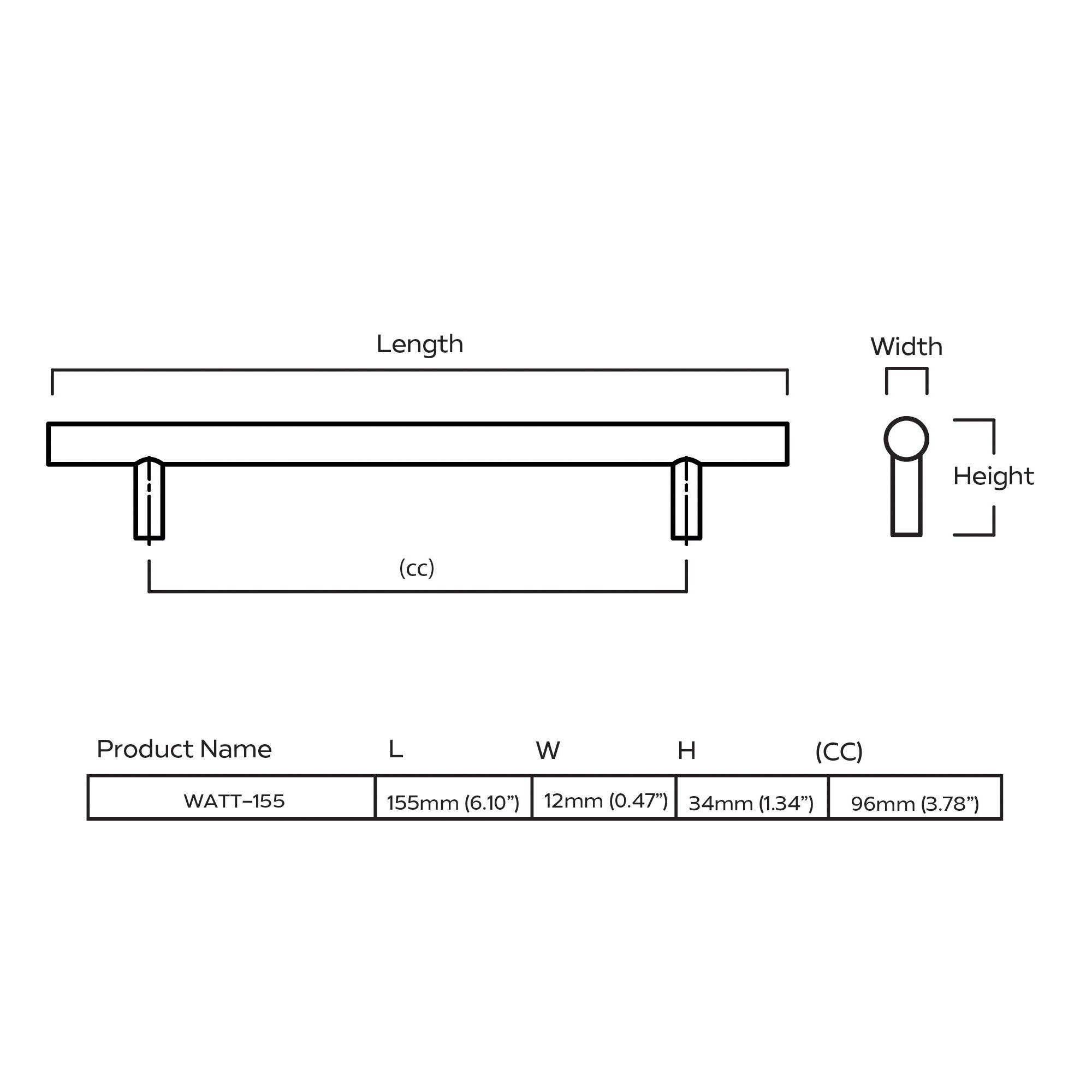 Shop Plank Hardware Smooth Matt Black Kitchen Cabinet Bar Pull handle (L)15.5cm (D)33mm, 175g