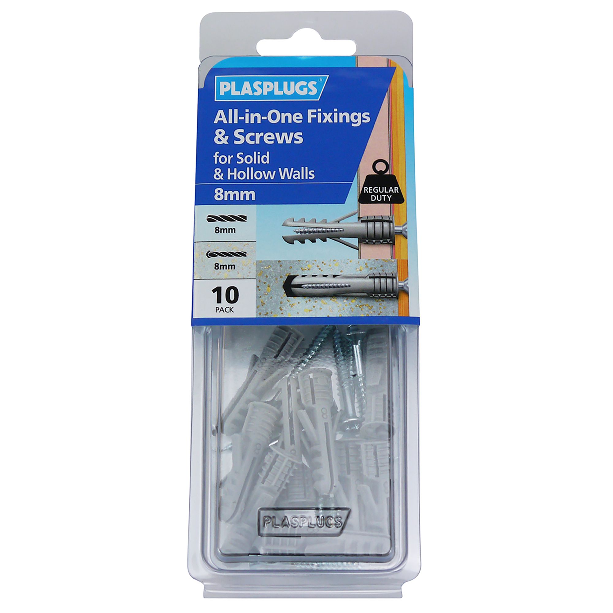 Plasplugs All-in-One PZ Grey Multi-purpose screw & wall plug (Dia)8mm ...