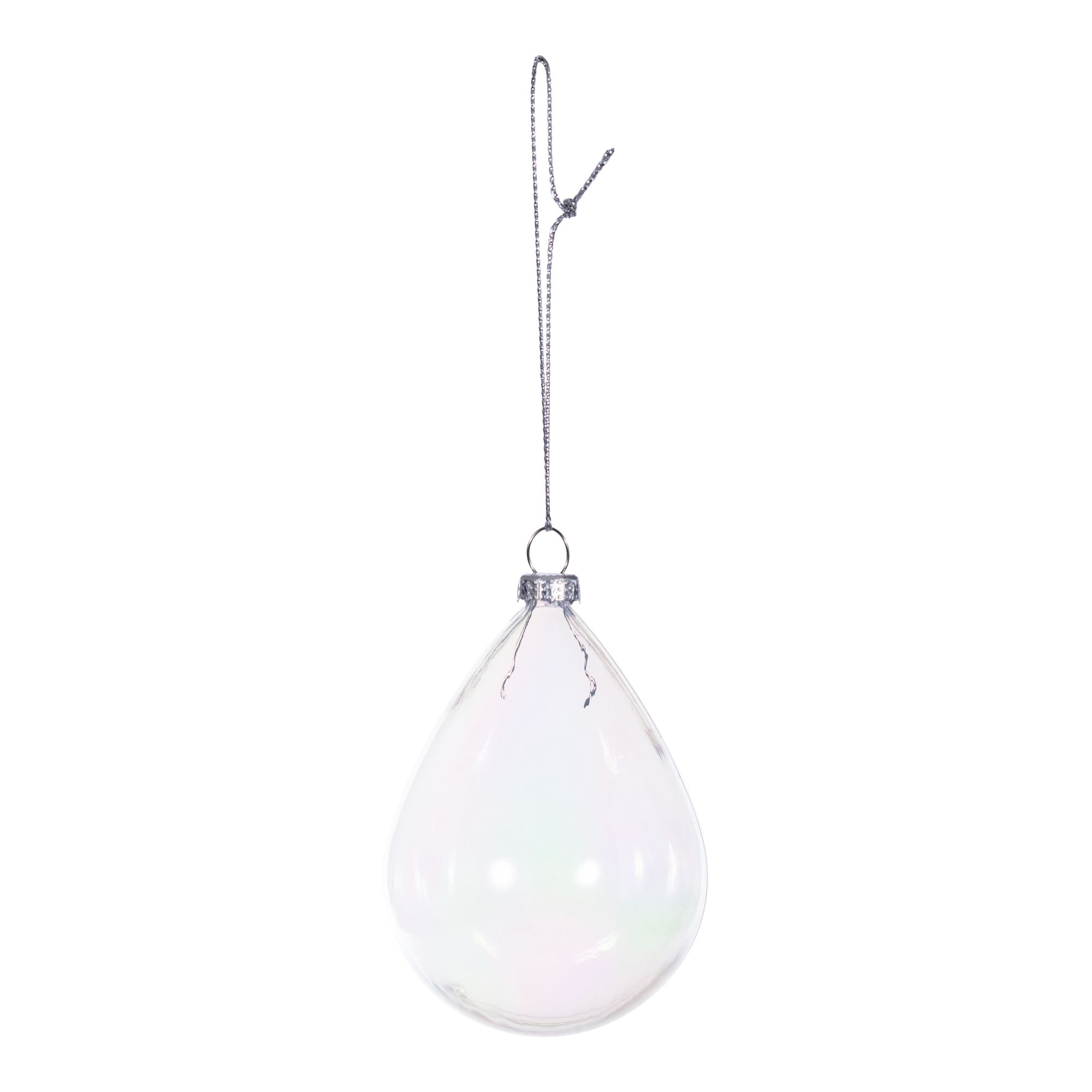 Plastic Drop Bauble - Clear iridescent