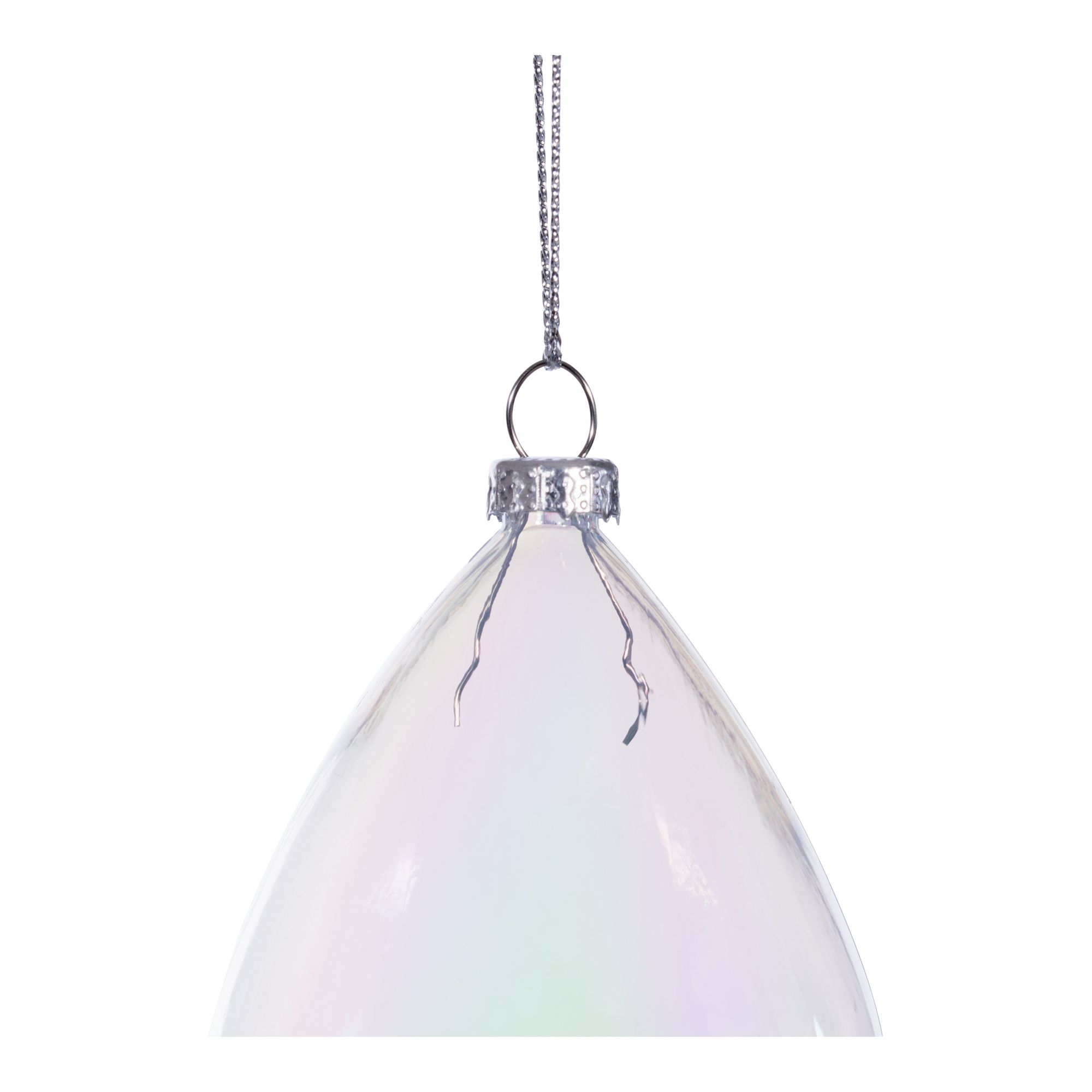 Plastic Drop Bauble - Clear iridescent