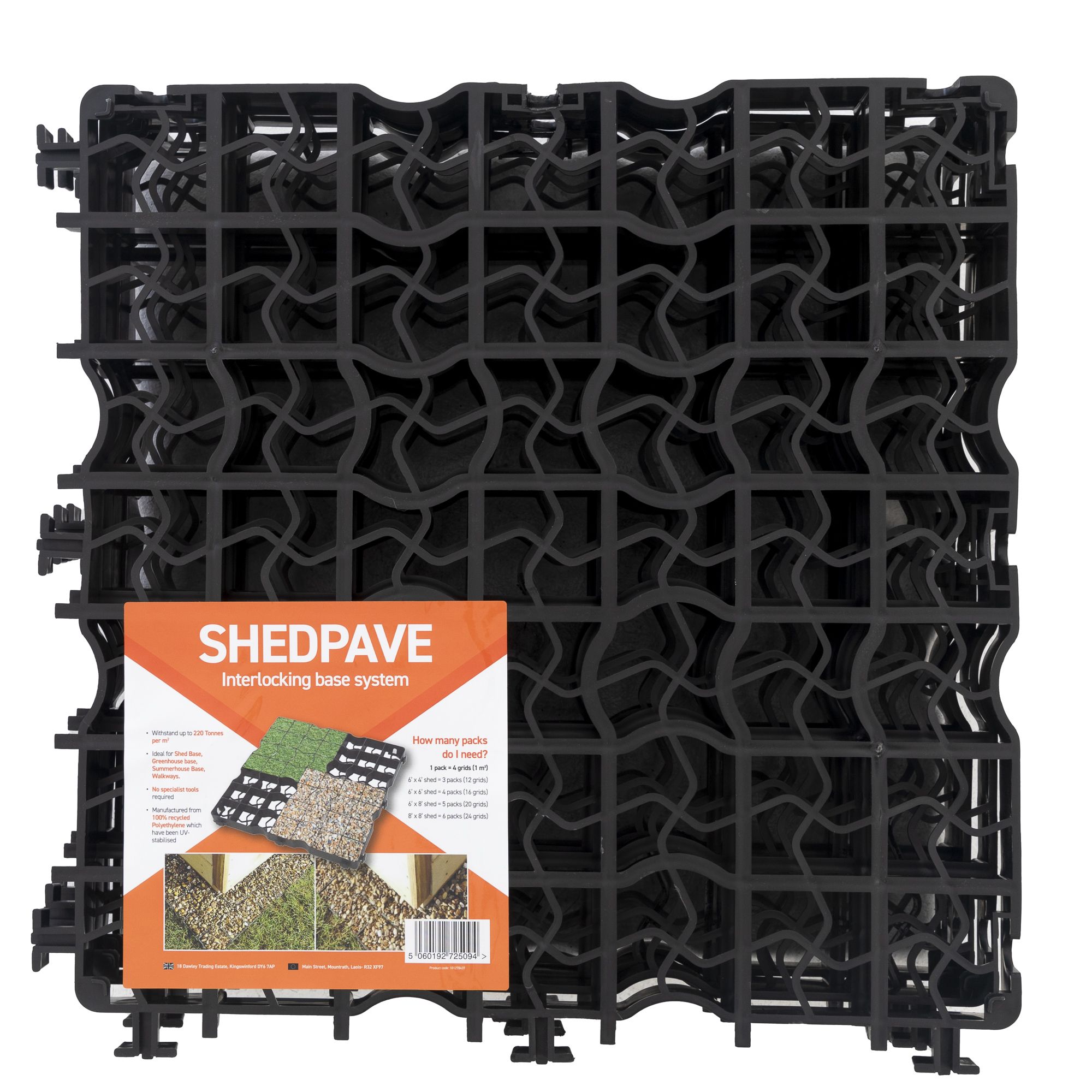 Plastic Interlocking shed base (W) 49cm x (L) 49cm , Pack of 4