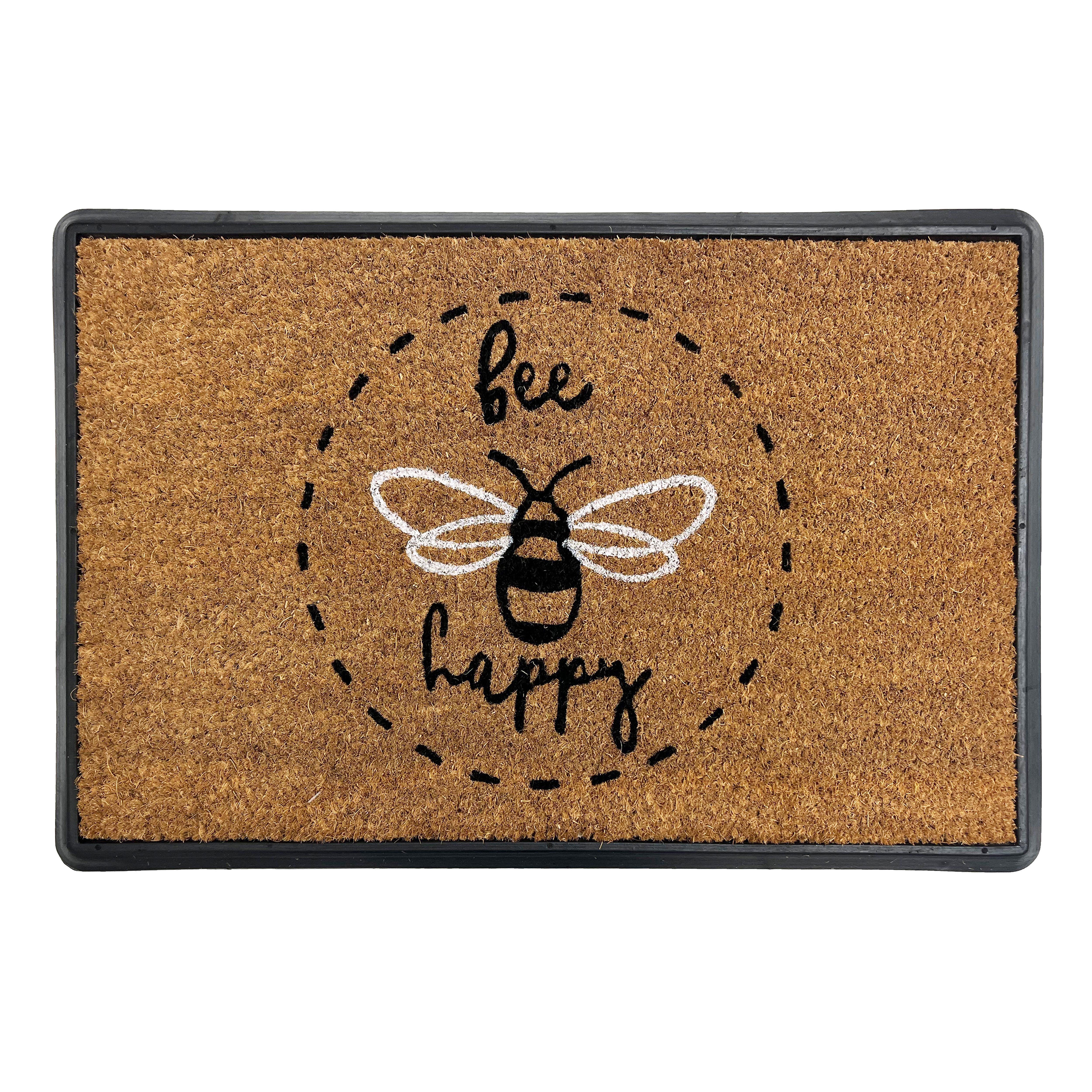 Plaza Natural Bee Happy Door mat, 60cm x 40cm | DIY at B&Q