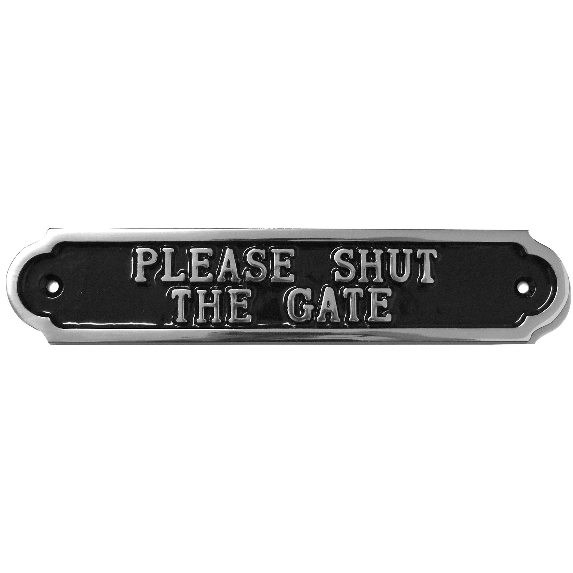 Please shut the gate Aluminium Advisory sign, (H)50mm (W)240mm | DIY at B&Q