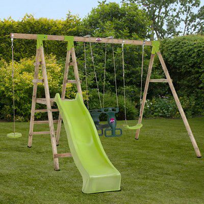 Plum Muriqui Natural Timber Swing & slide