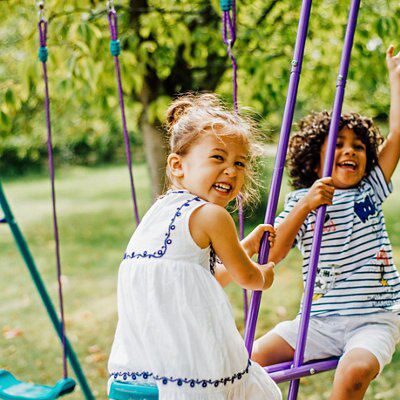 Plum Outdoor Steel Purple & Teal Swing set