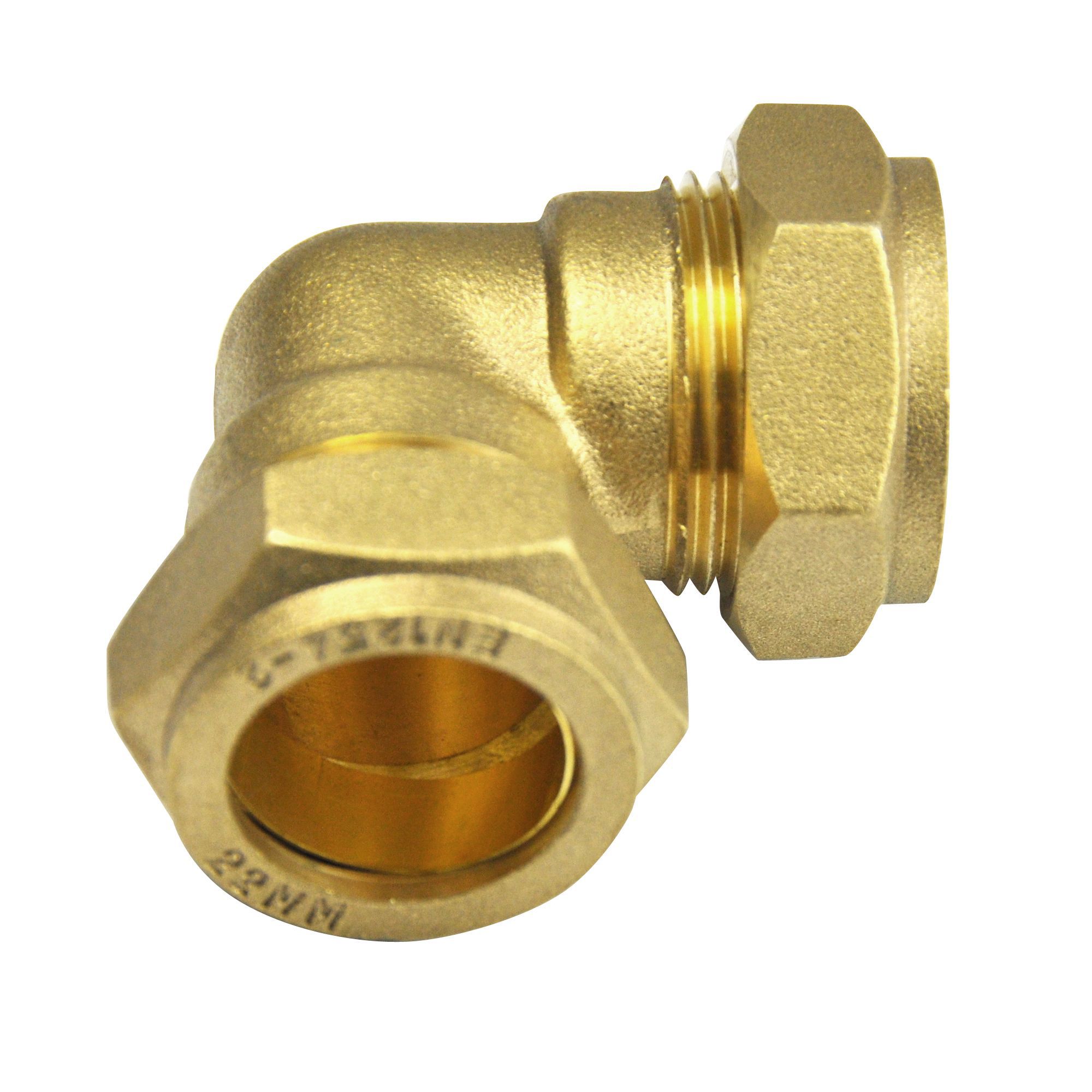 Plumbsure Compression 90° Pipe elbow (Dia)22mm 22mm, Pack of 5 | DIY at B&Q