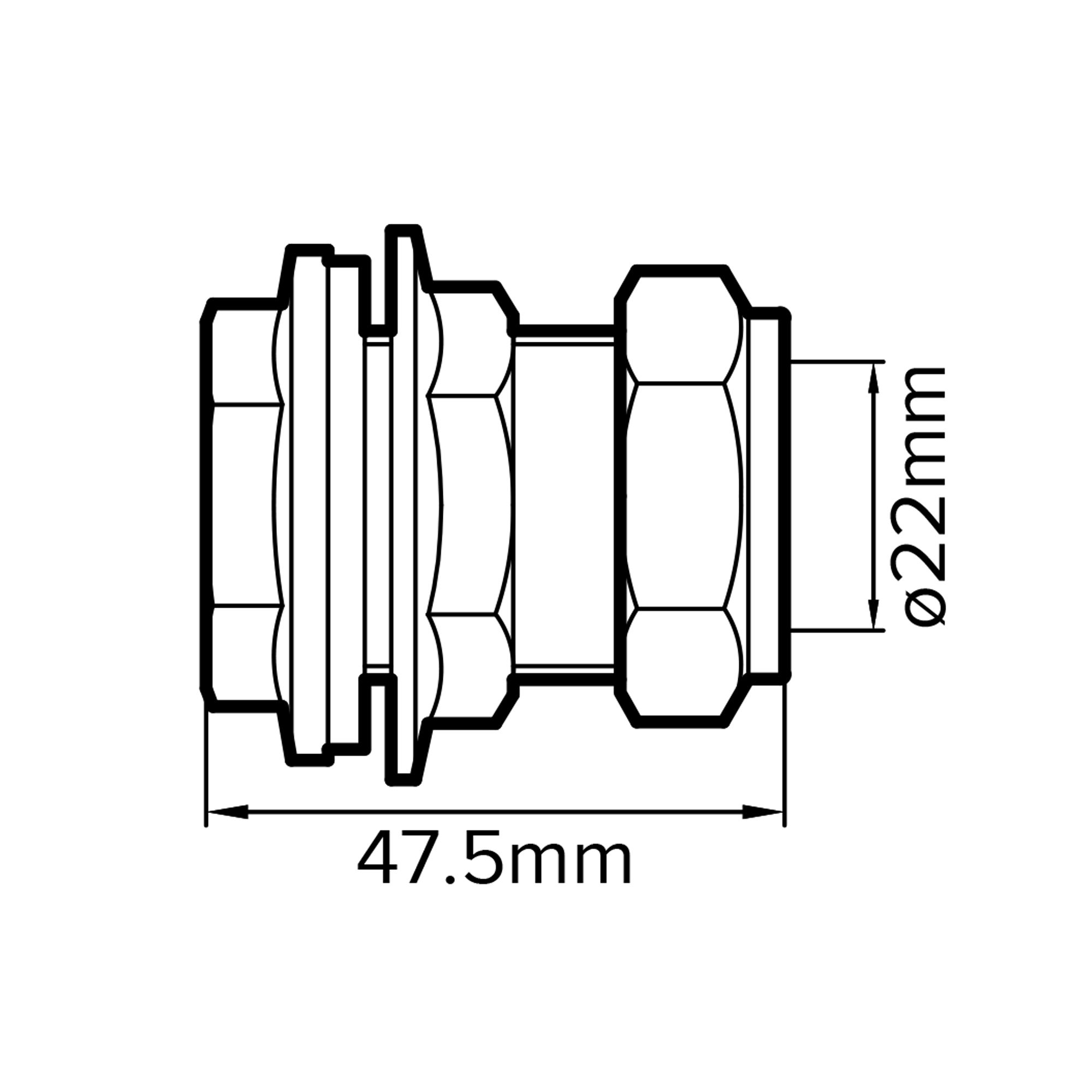 Plumbsure Compression Straight Tank connector, (Dia)22mm