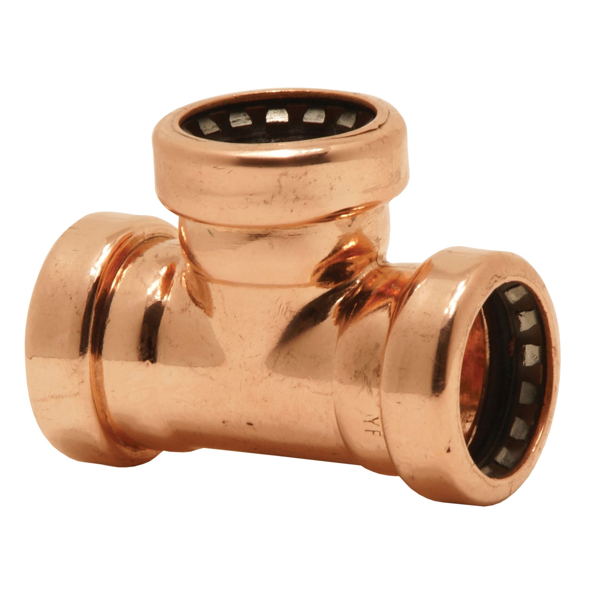 Plumbsure Copper Push-fit Equal Tee (Dia) 15mm x 15mm x 15mm, Pack of 5 ...