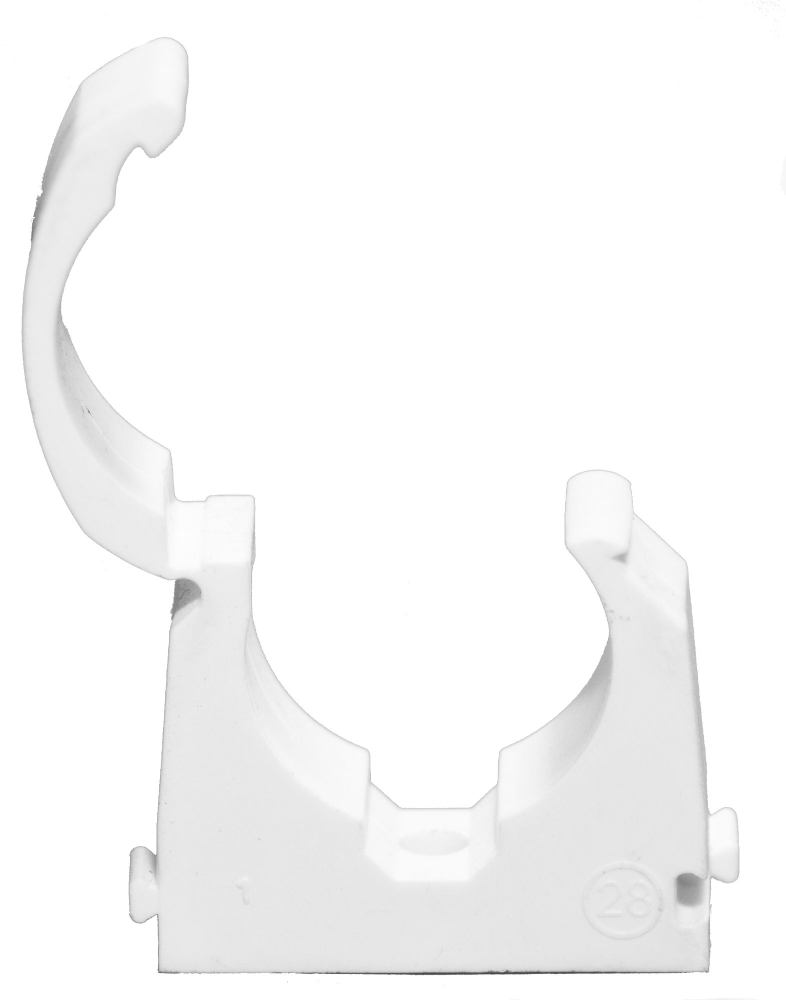Plumbsure White Plastic Pipe clip M5528SFQV3 (Dia)28mm, Pack of 5