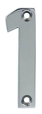 Polished Chrome effect Non self-adhesive House number 1, (H)75mm (W)18.5mm