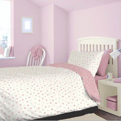 Polka dot Pink Single Bedding set | DIY at B&Q
