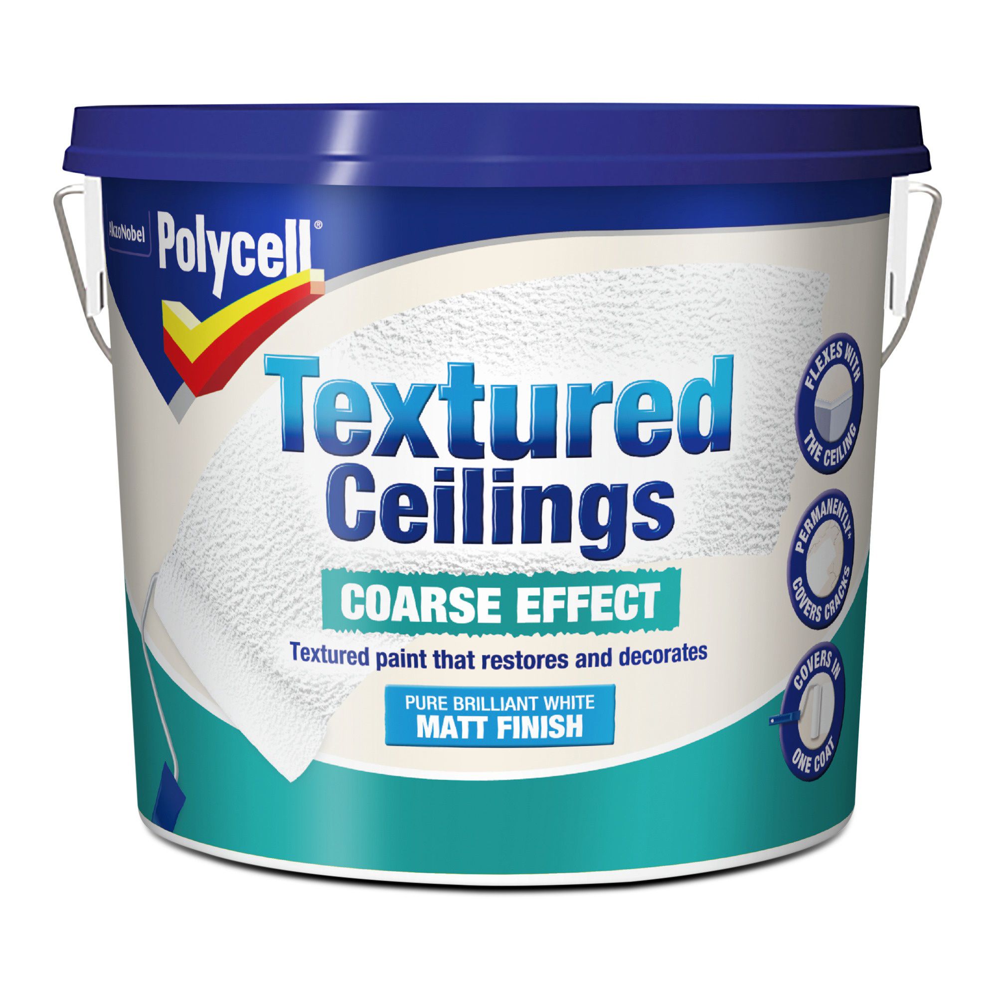 Polycell Coarse White Matt Wall & ceiling Special effect paint, 5000ml