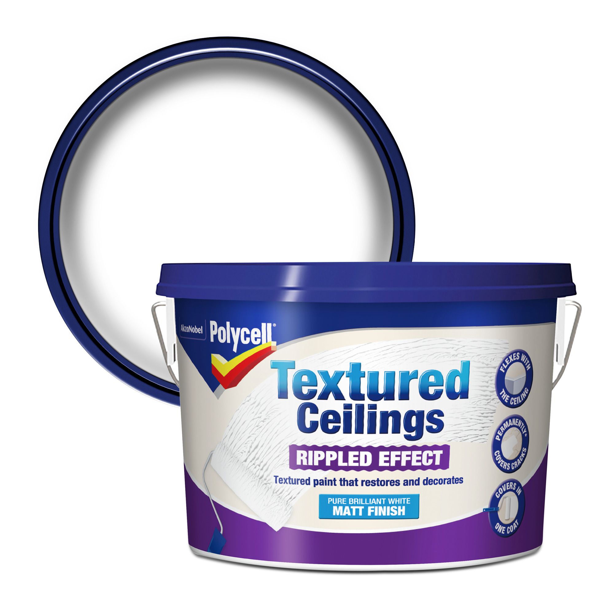 Polycell Polyripple White Matt Emulsion paint, 2.5L | DIY at B&Q