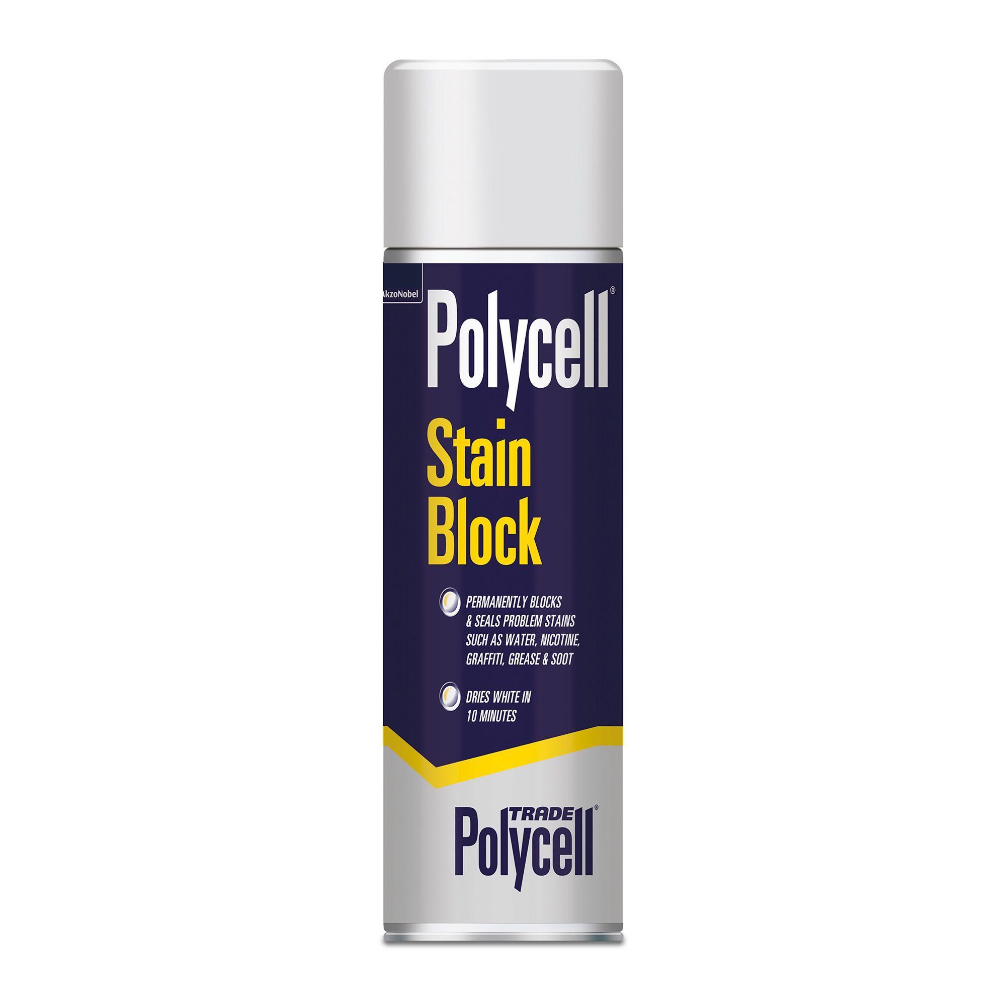 Polycell White Matt Wall & ceiling Stain block primer, 500ml Spray can