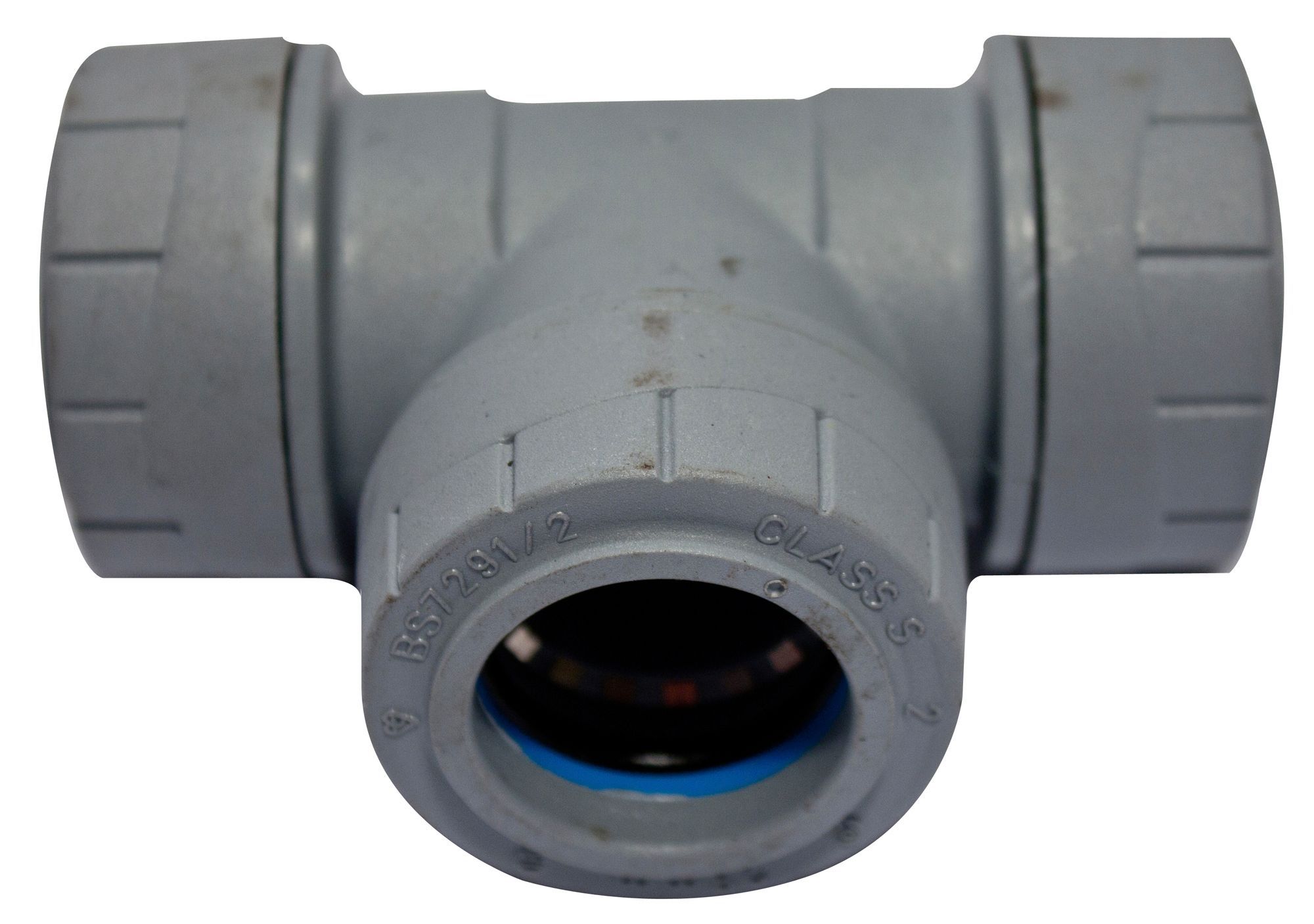PolyPlumb Grey Push-fit Equal Pipe tee (Dia)28mm x 28mm x 28mm | DIY at B&Q