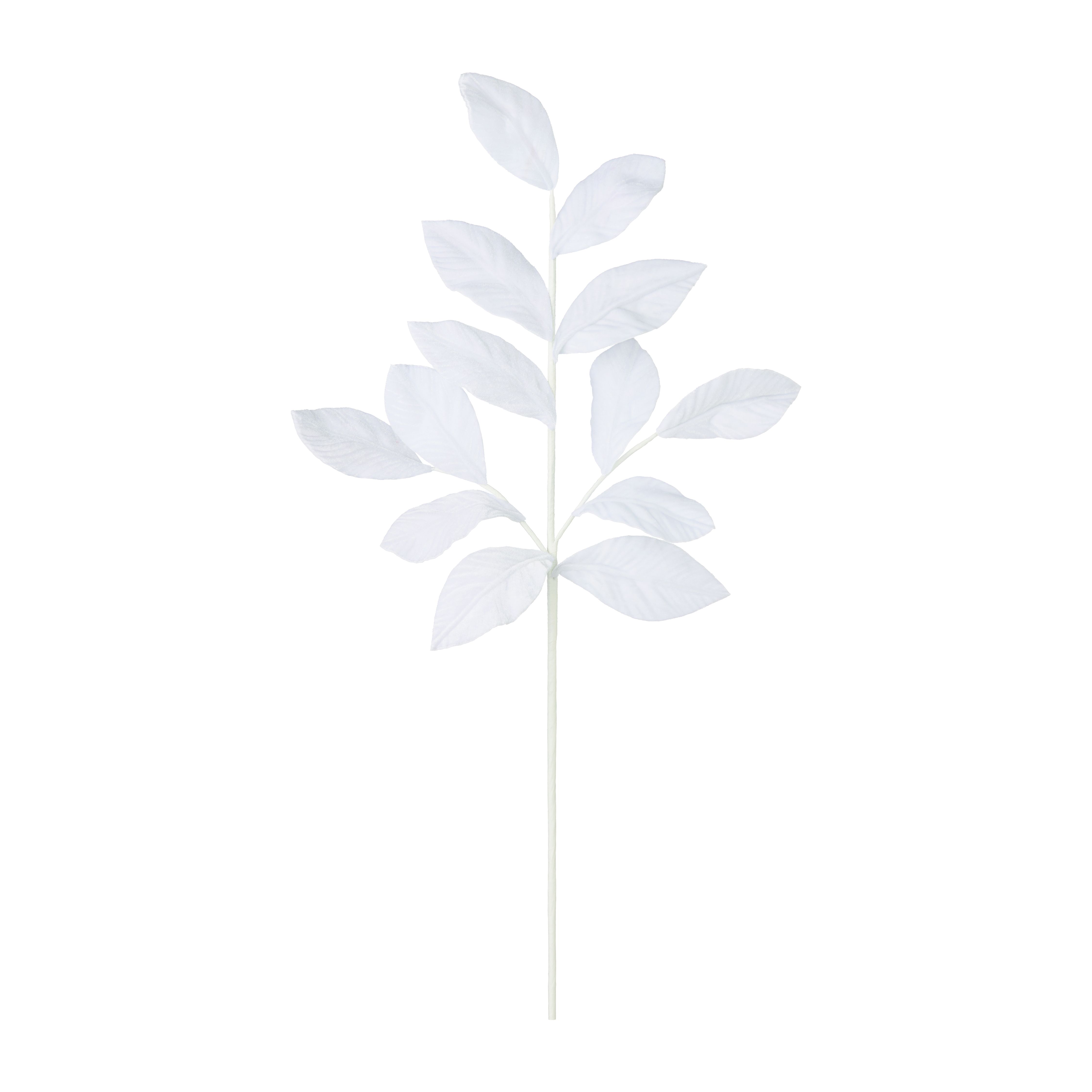 Premier Decorations Limited White Velvet Leaf Stem | DIY at B&Q
