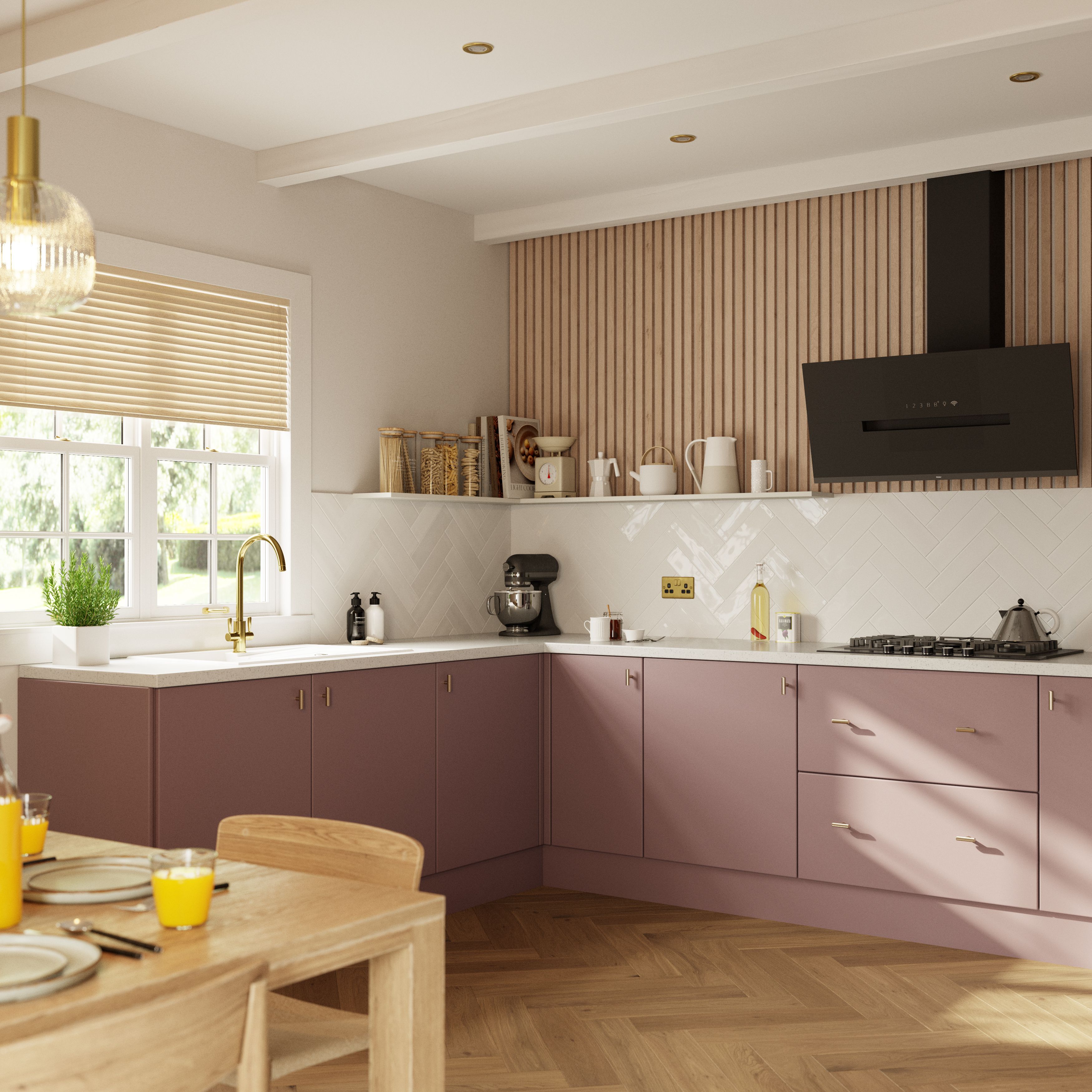 Premium Kitchens Ethos Matt antique rose Modern Highline Cabinet door ...