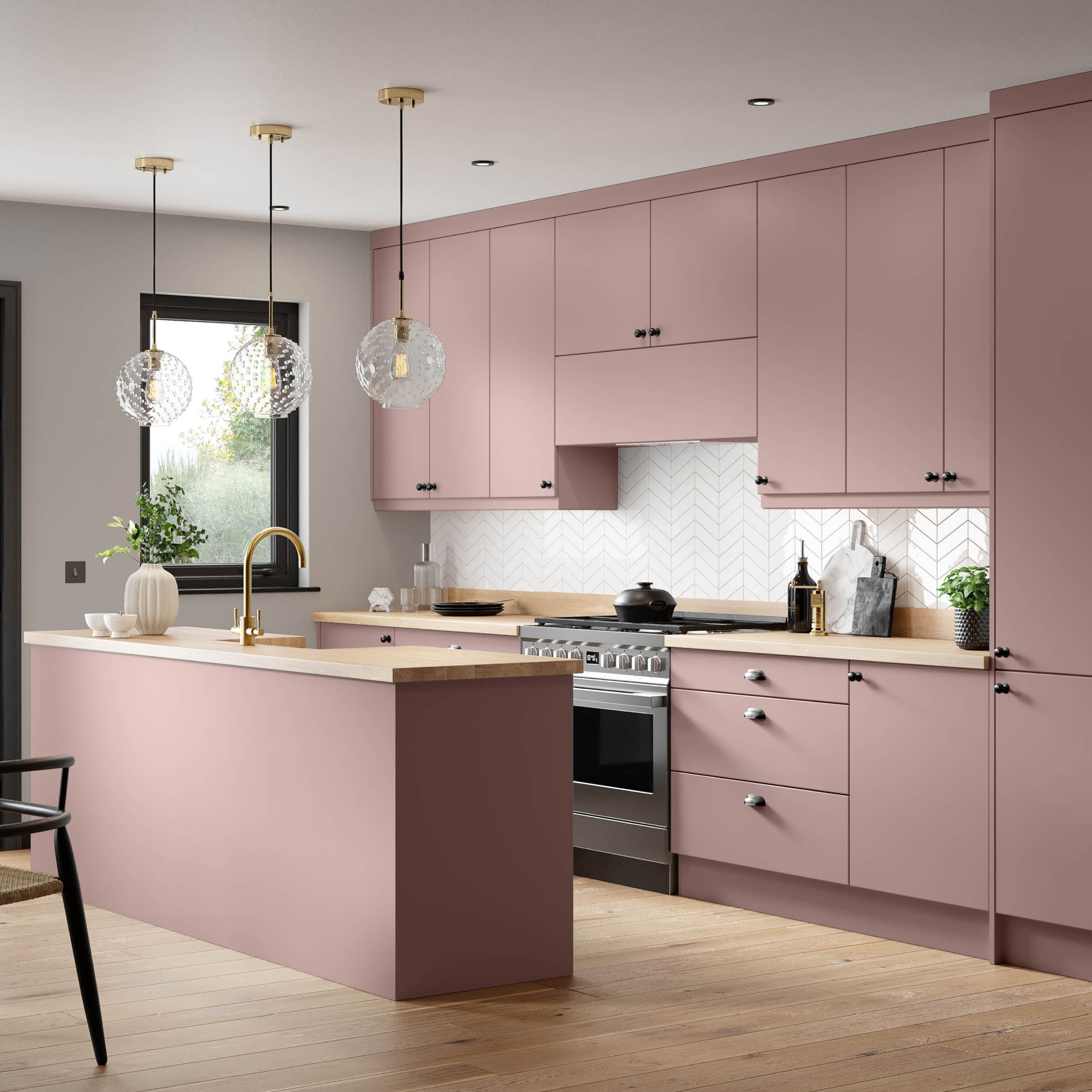 Premium Kitchens Ethos Matt antique rose Modern Highline Cabinet door ...