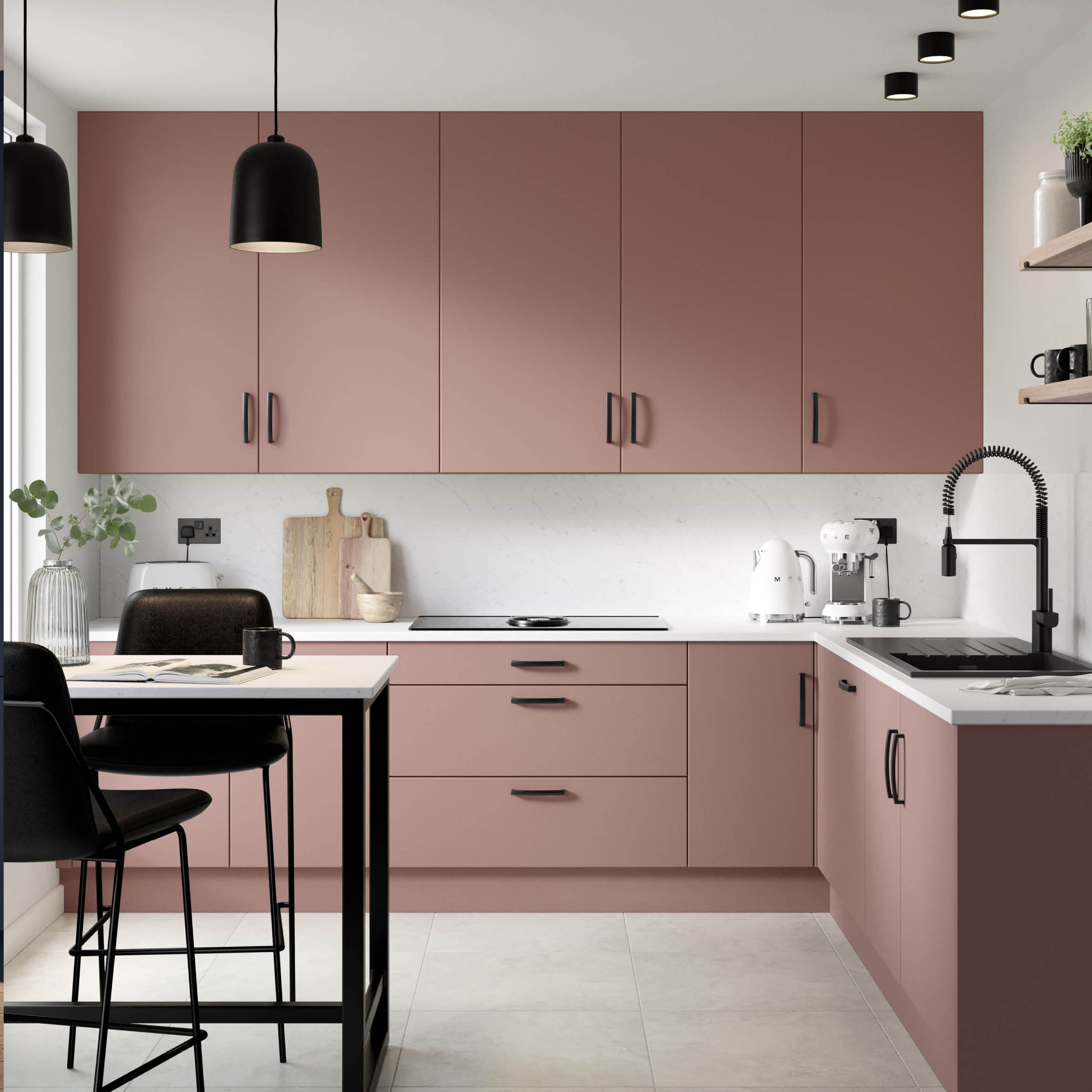 Premium Kitchens Ethos Matt antique rose Modern Highline Cabinet door ...