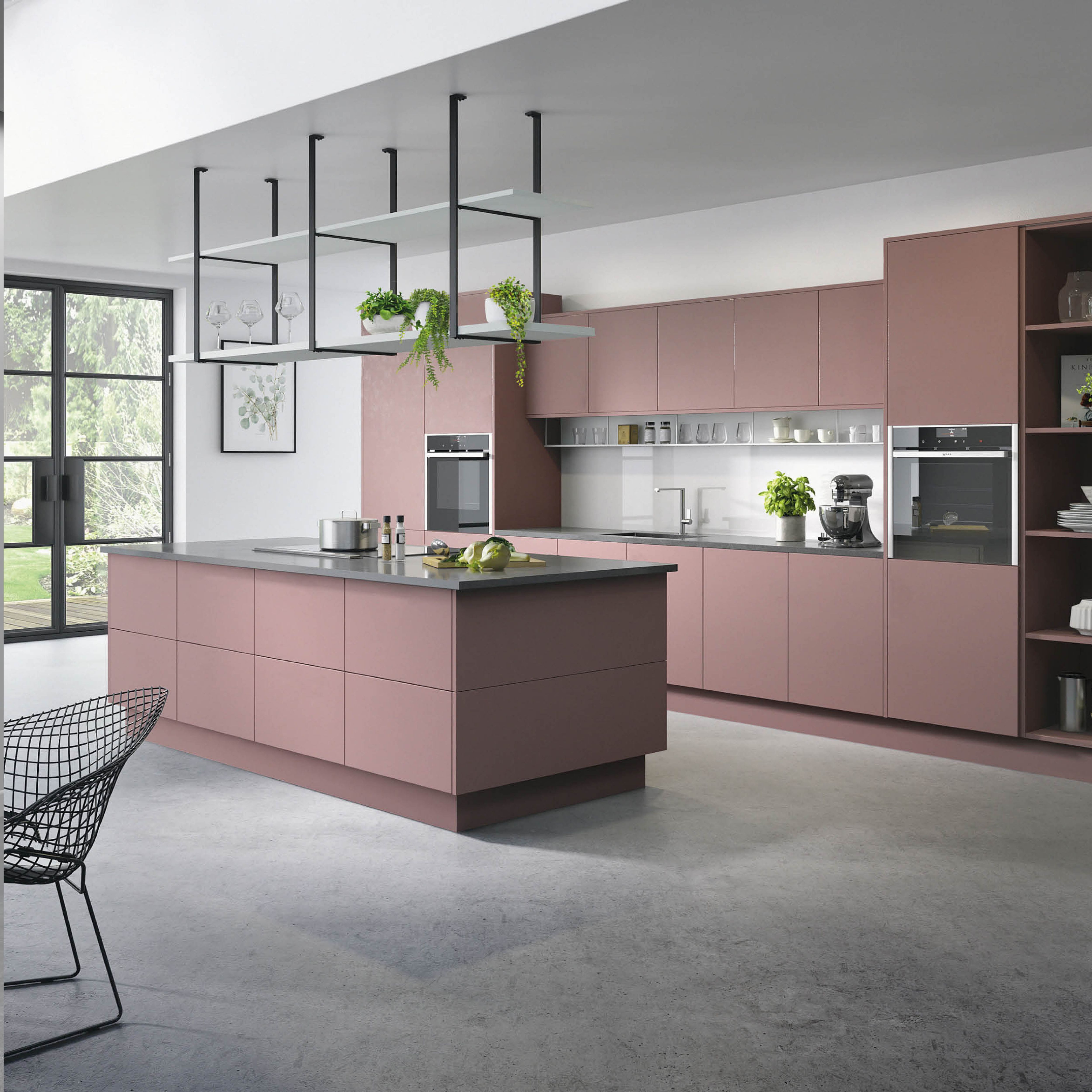 Premium Kitchens Ethos Matt antique rose Modern Highline Cabinet door ...