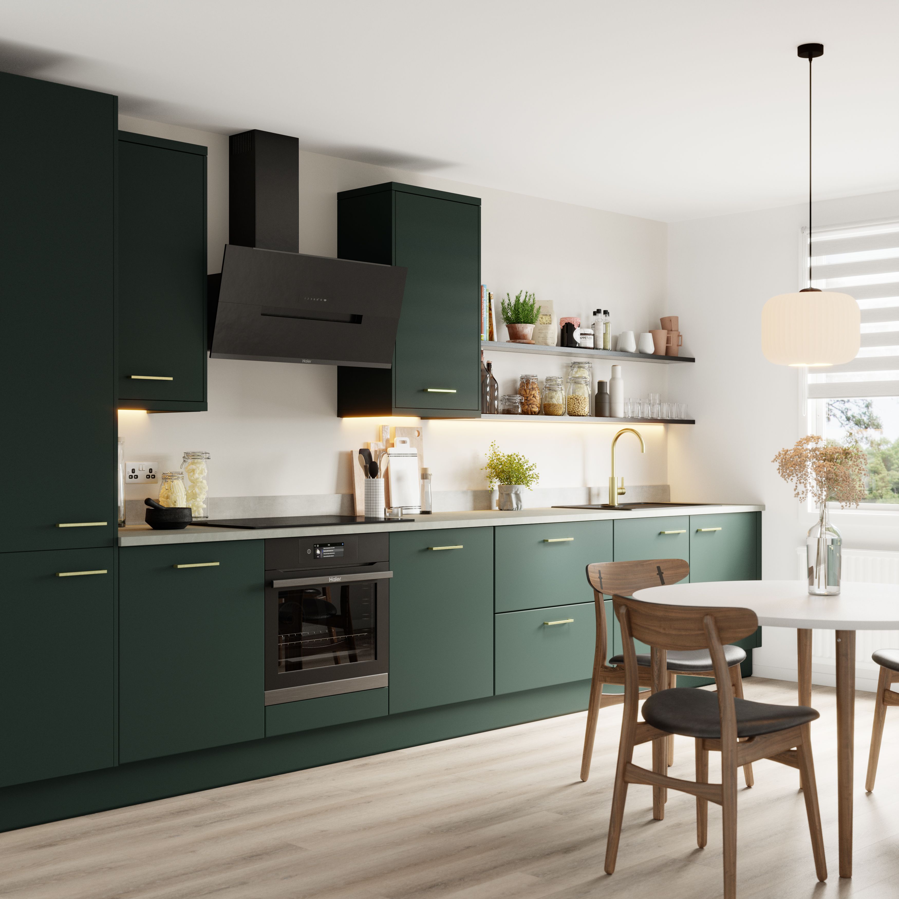 Premium Kitchens Ethos Matt green Modern Highline Cabinet door (W)500mm ...