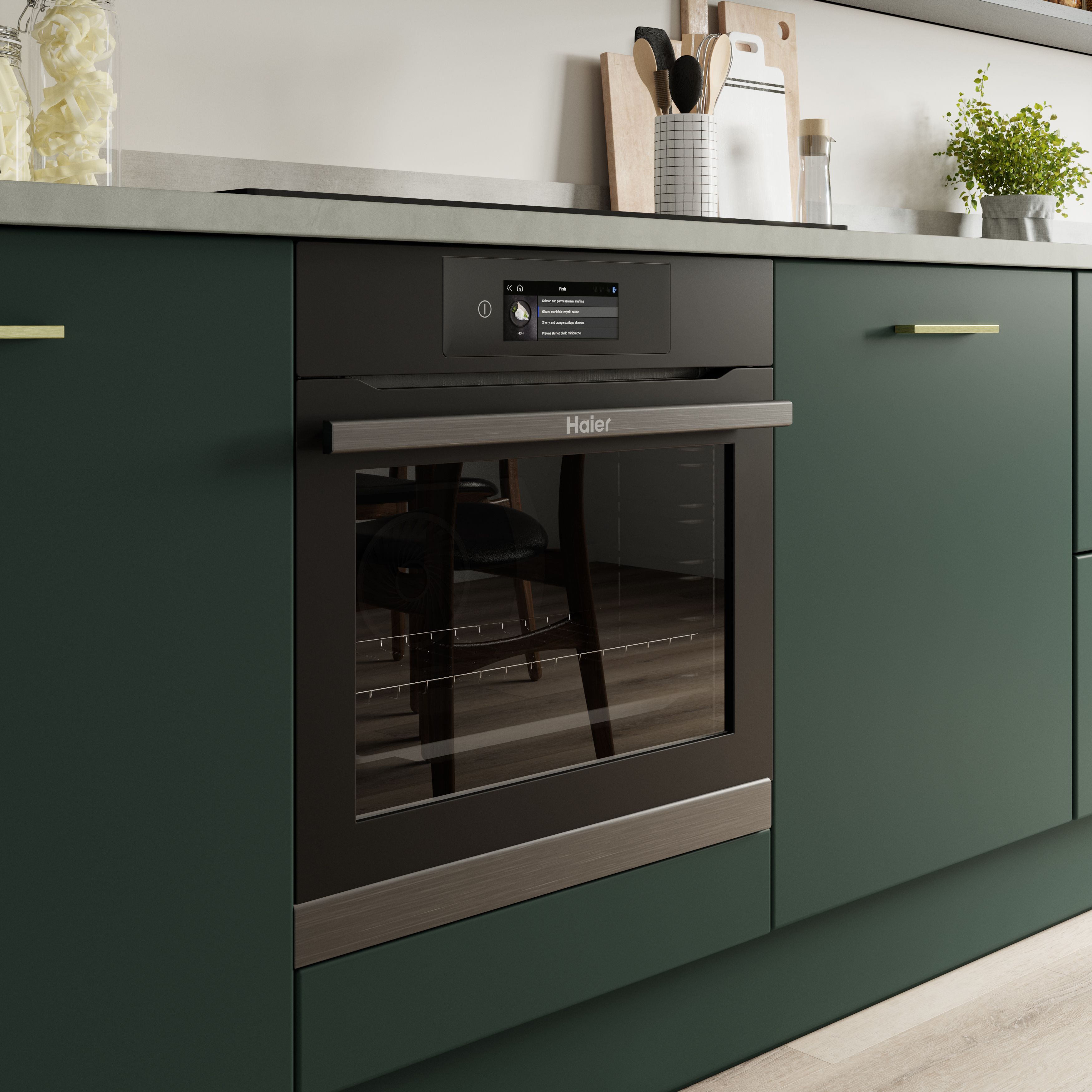 Premium Kitchens Ethos Matt green Modern Highline Cabinet door (W)500mm ...