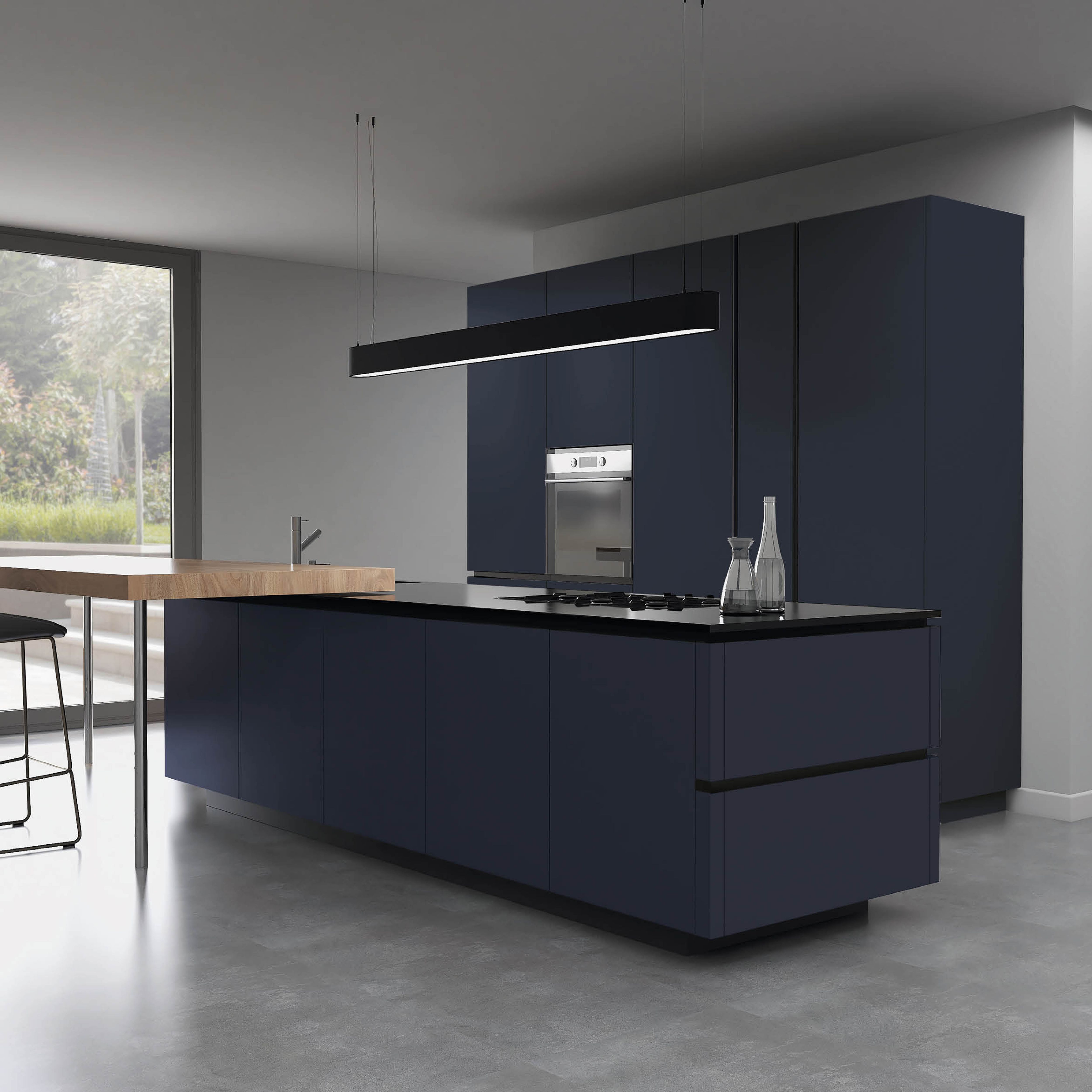 Premium Kitchens Ethos Matt indigo Modern Highline Cabinet door (W ...