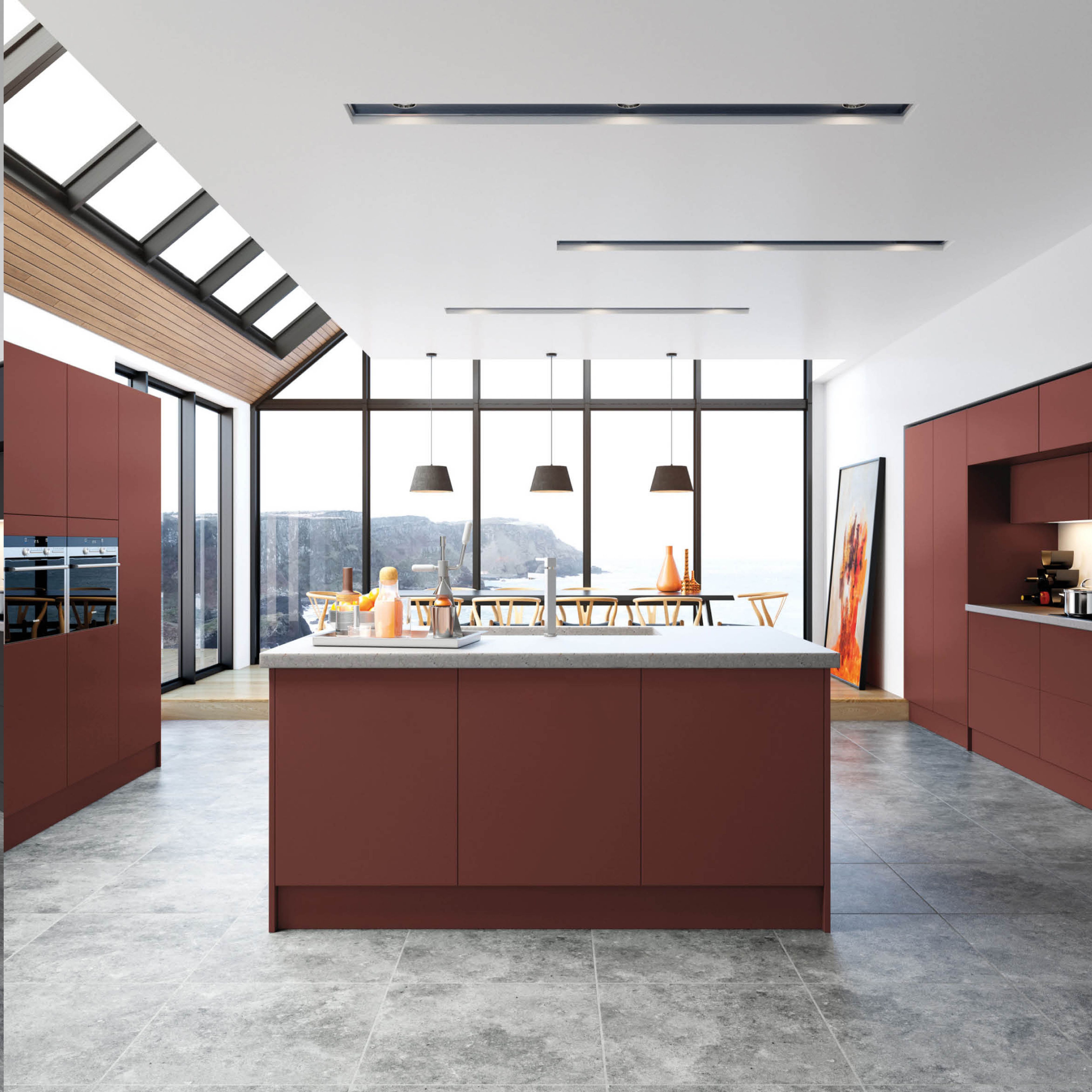 Premium Kitchens Ethos Matt red Modern Highline Cabinet door (W)600mm ...