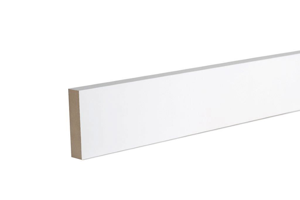 Primed White MDF Square edge Skirting board (L)2.4m (W)69mm (T)18mm ...