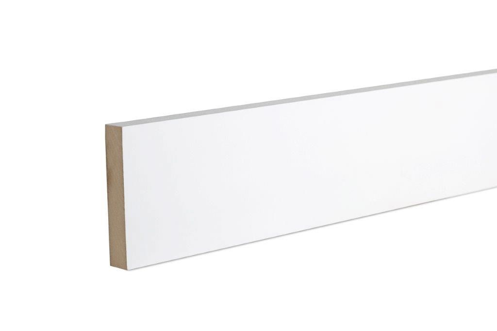 Primed White MDF Square edge Skirting board (L)2.4m (W)94mm (T)18mm ...