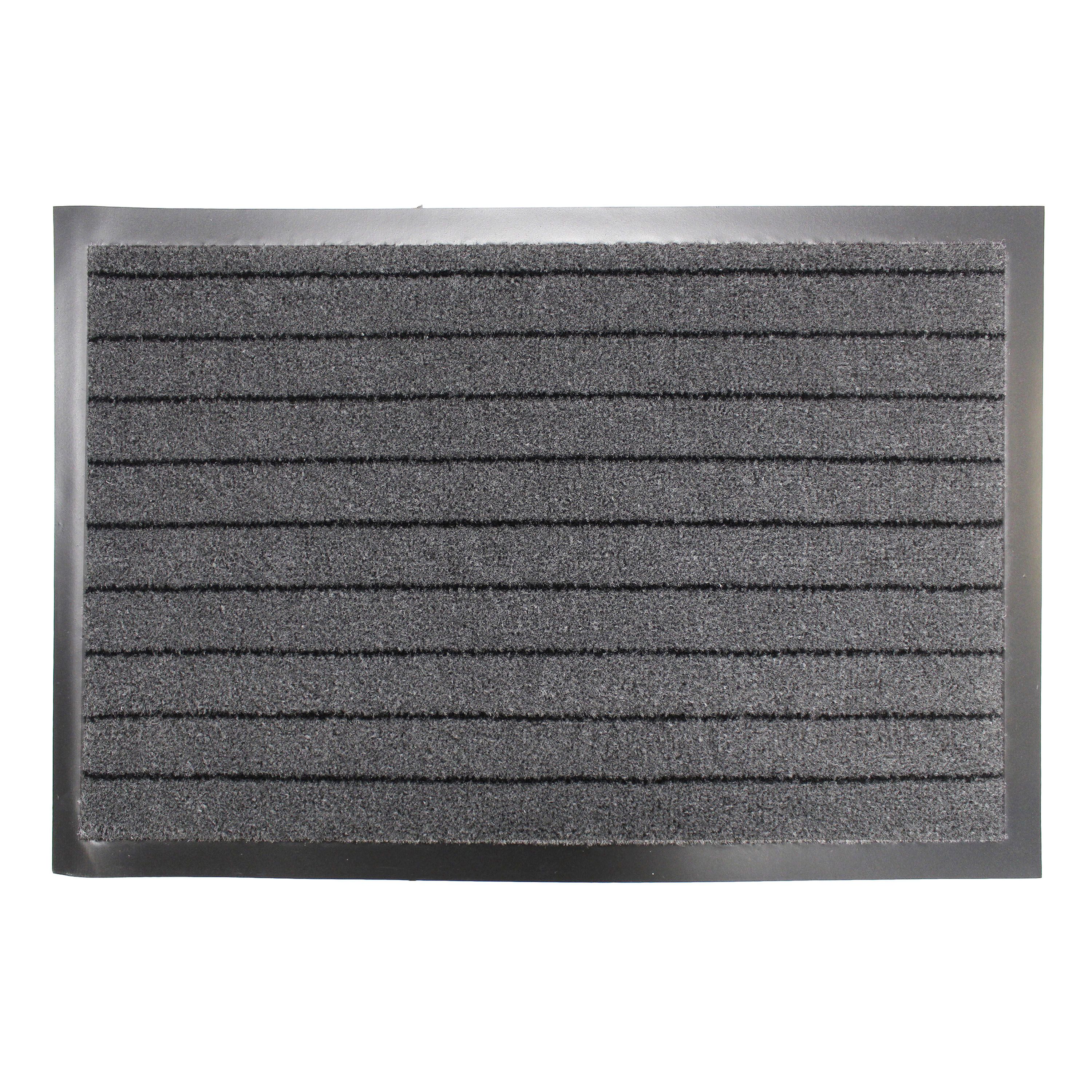 Primeur Black & Grey Stripe Mat 60cmx40cm | DIY at B&Q