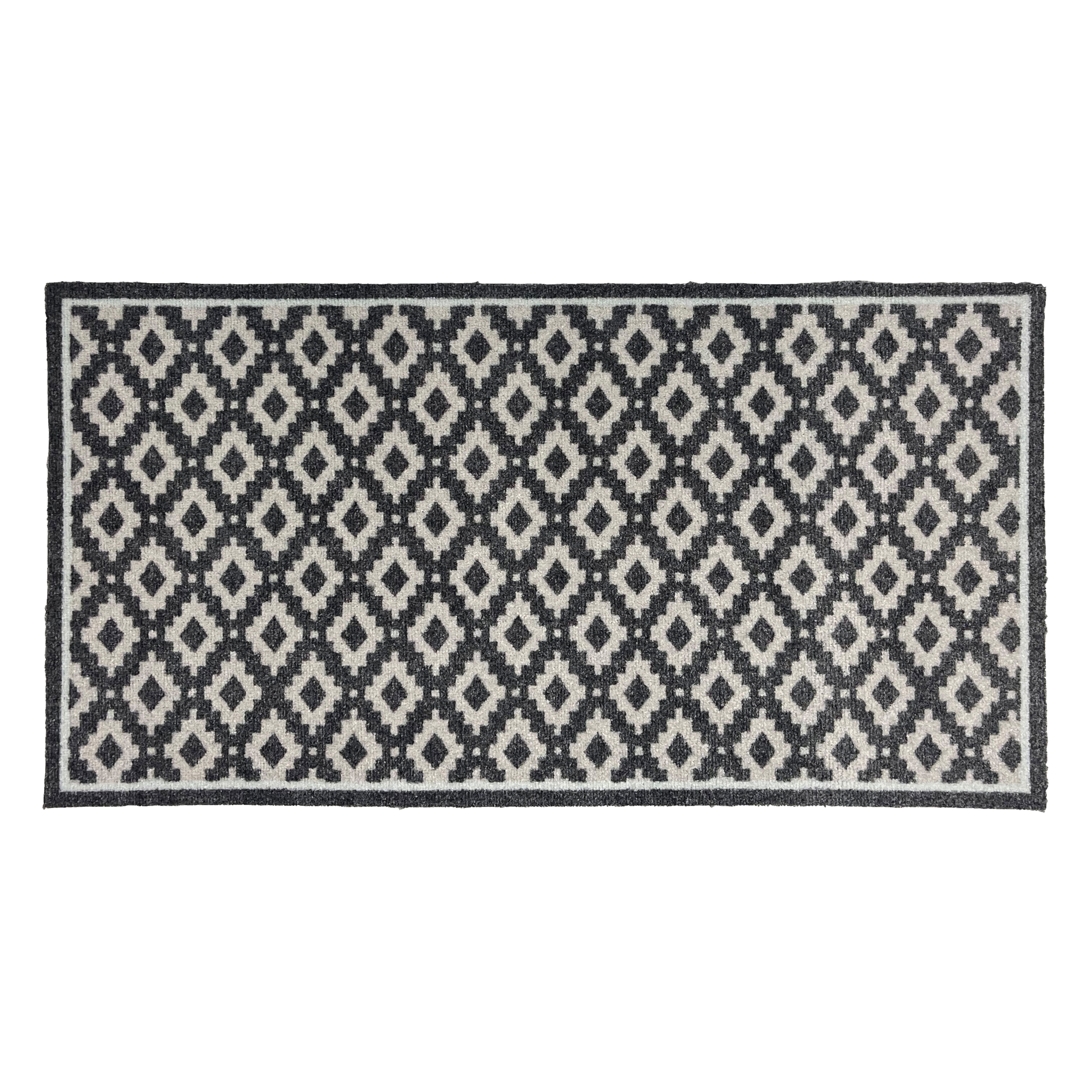 Primeur Plaza Grey & White Geo Large Runner, (L)120cm x (W)65cm