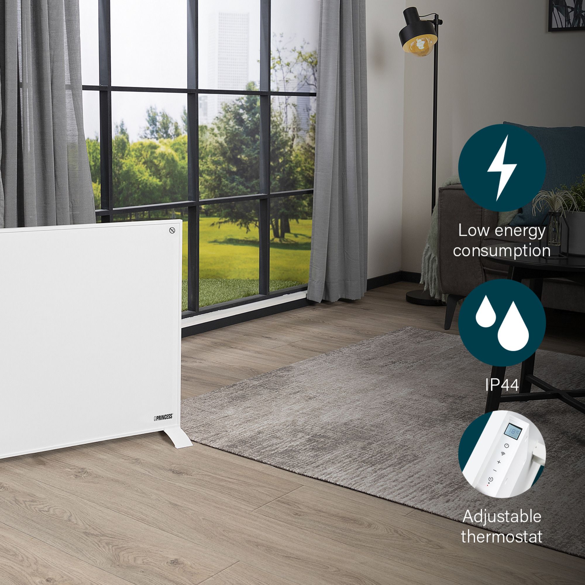 Princess 350W White Smart Panel heater
