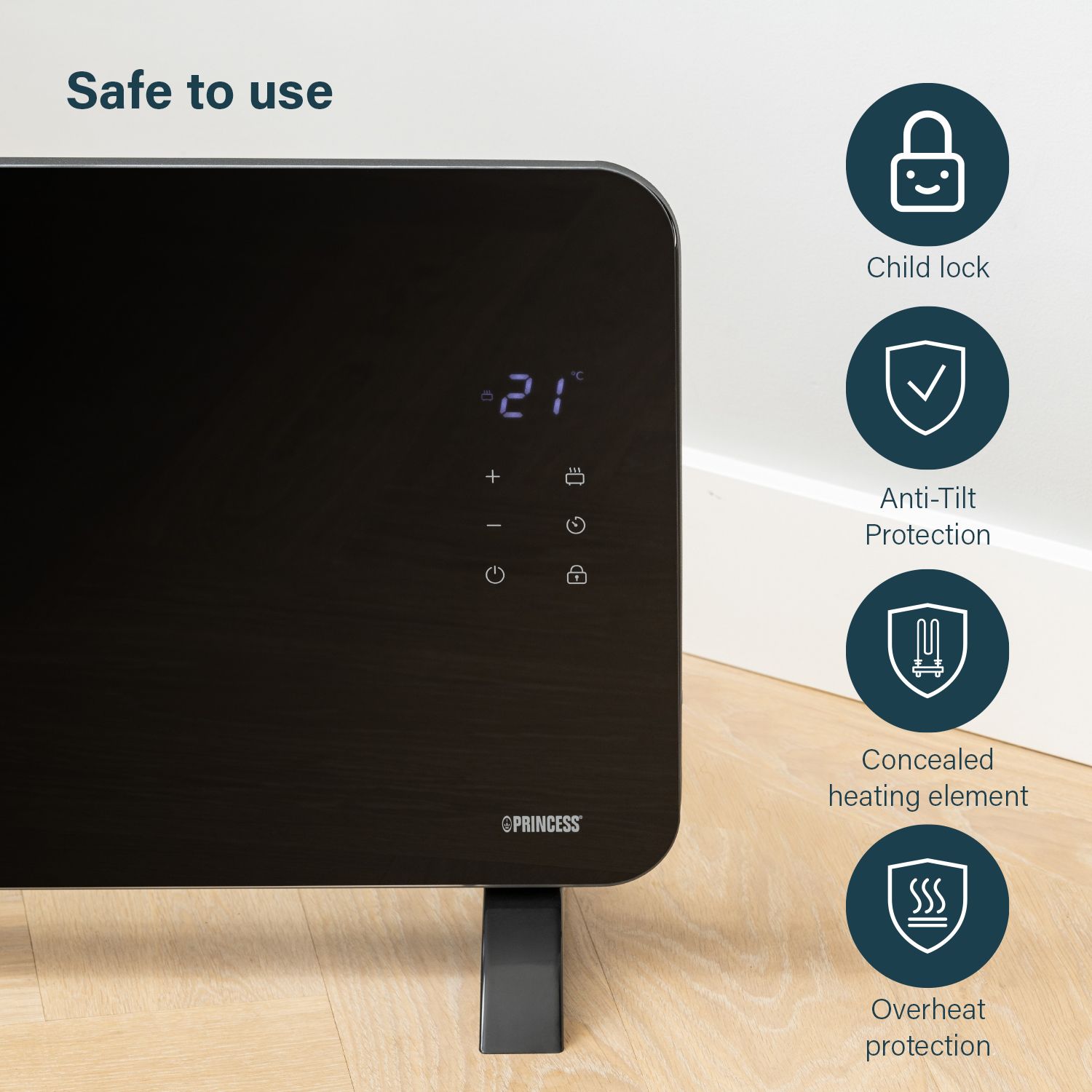 Princess Electric 1500W Black Smart Panel heater