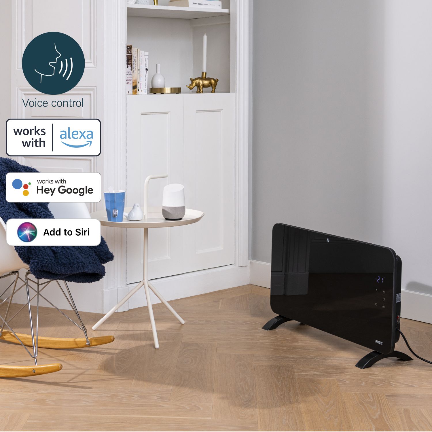 Princess Electric Smart Wi-Fi 1500W Black Convector Panel heater