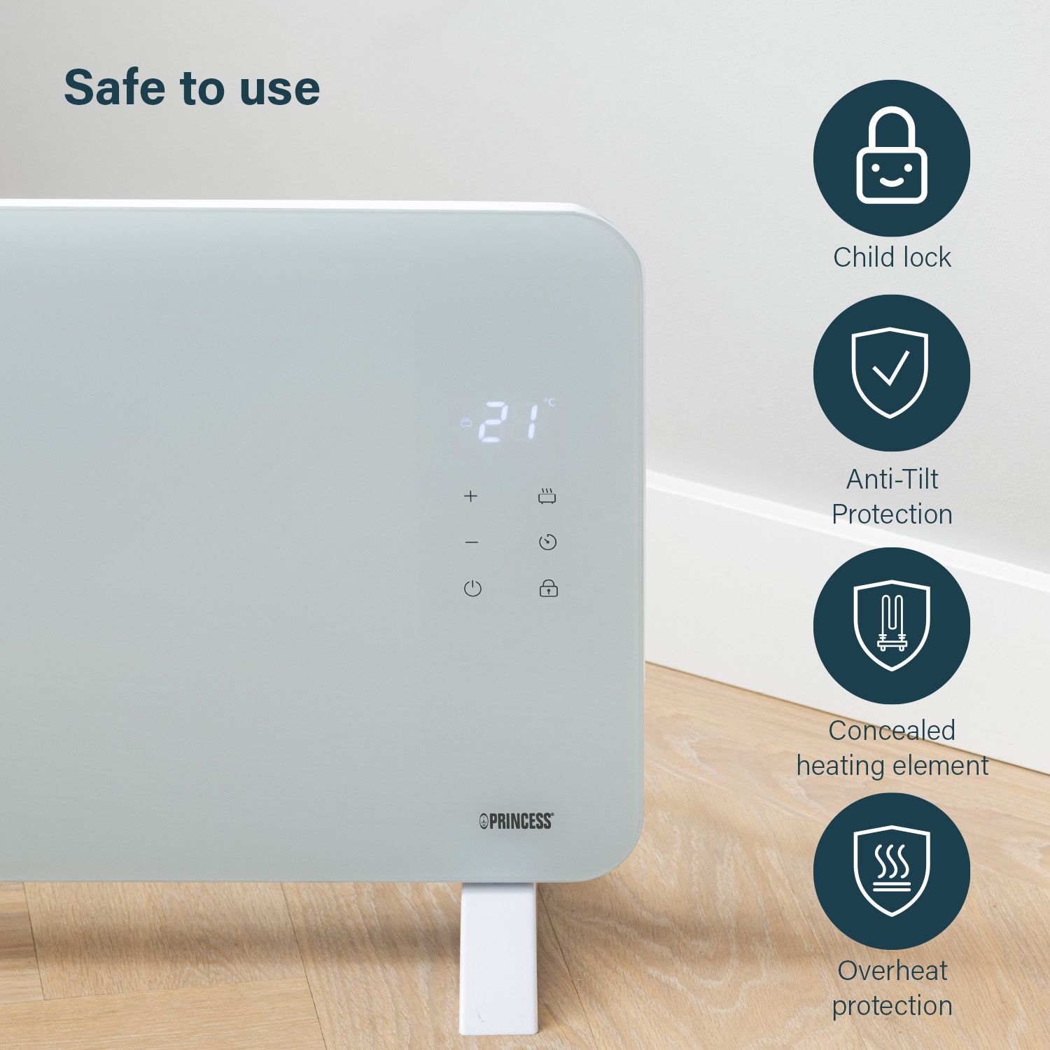 Princess Electric Smart Wi-Fi 1500W White Convector Panel heater