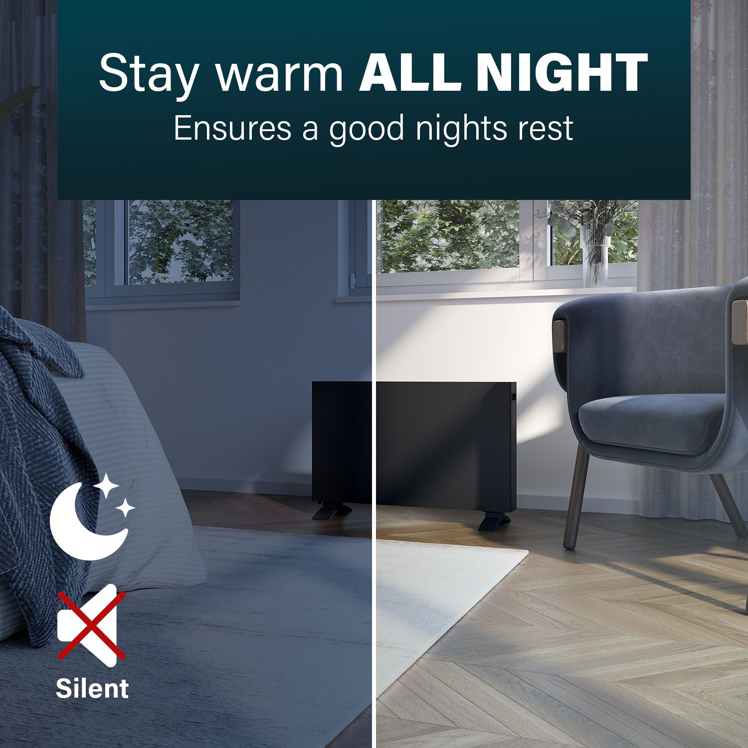 Princess Smart Black 2kW Convector heater