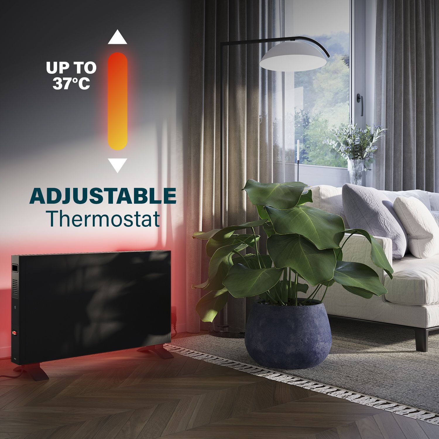 Princess Smart Black 2kW Convector heater