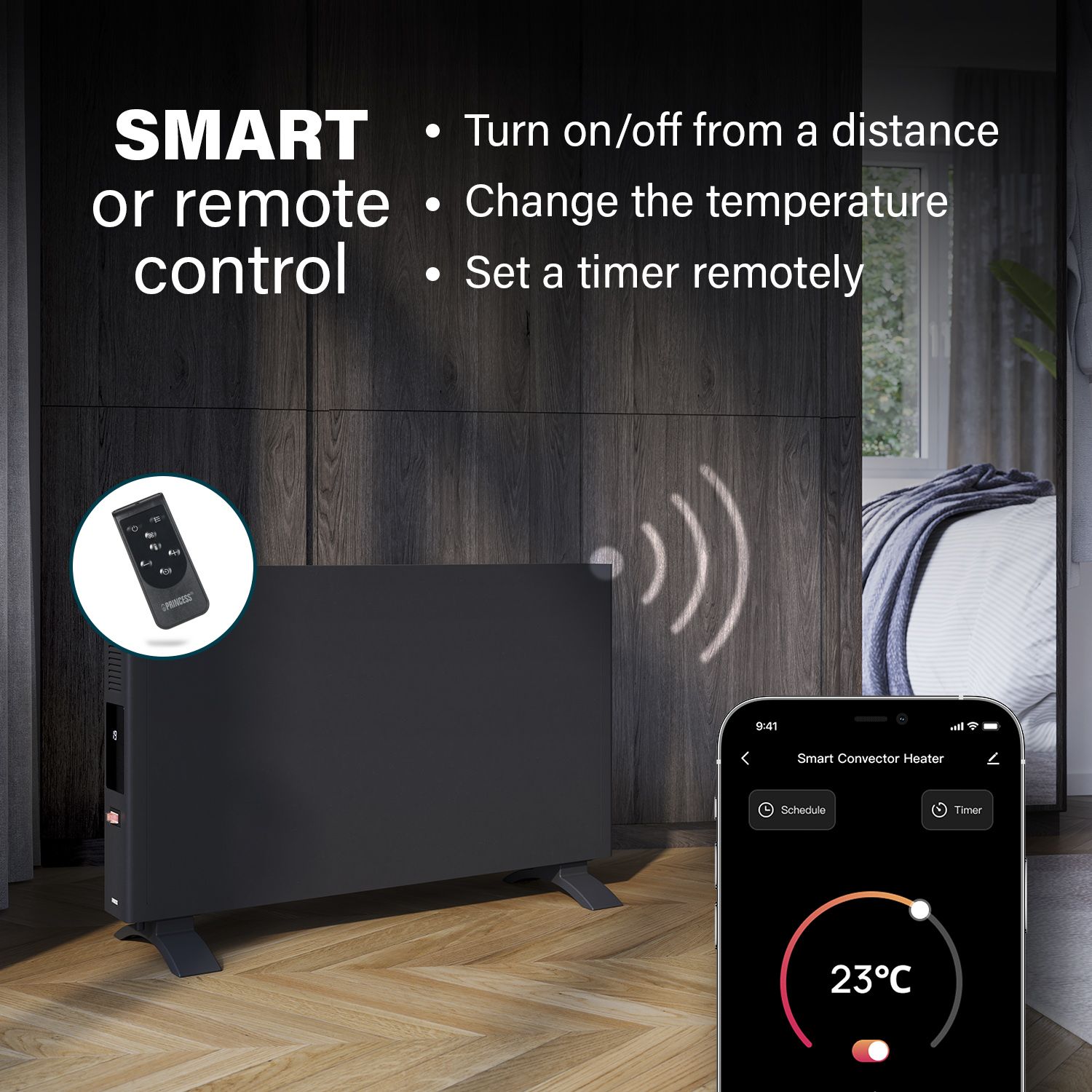 Princess Smart Black 2kW Convector heater