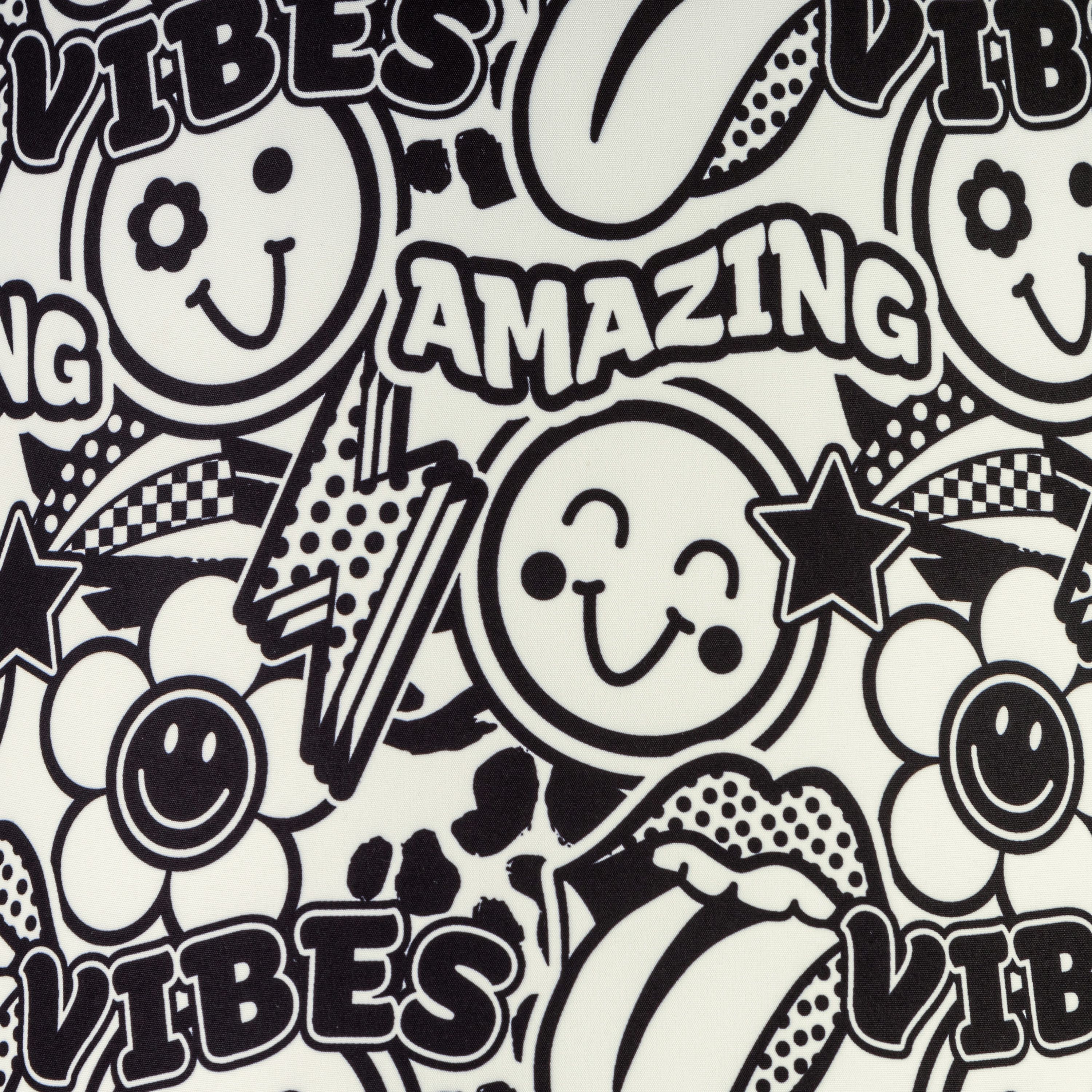 Printed Black & White Smiley face doodle Cylinder Lamp shade (D)30cm