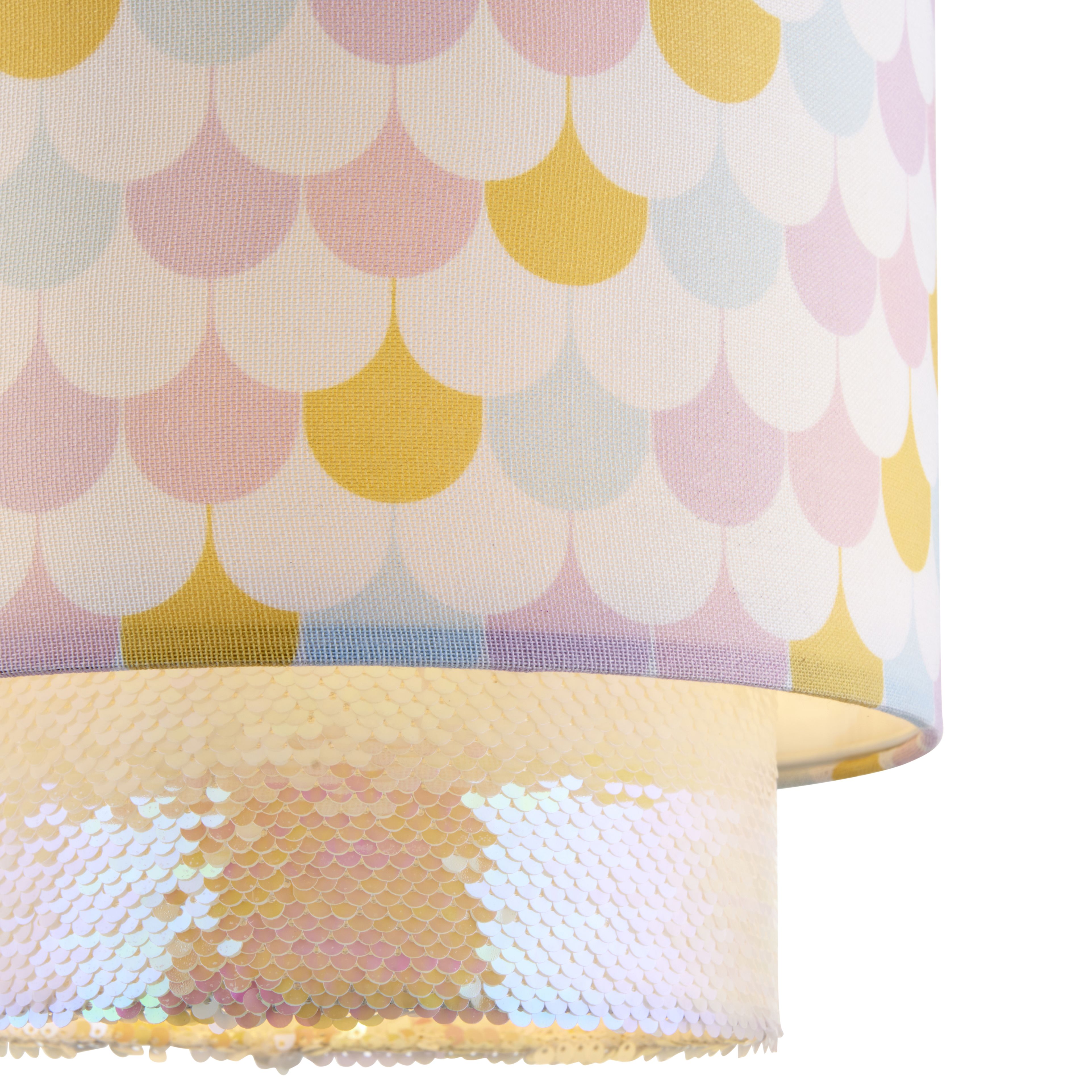 Printed Multicolour Glitter effect Mermaid Cylinder Light shade (D)25cm
