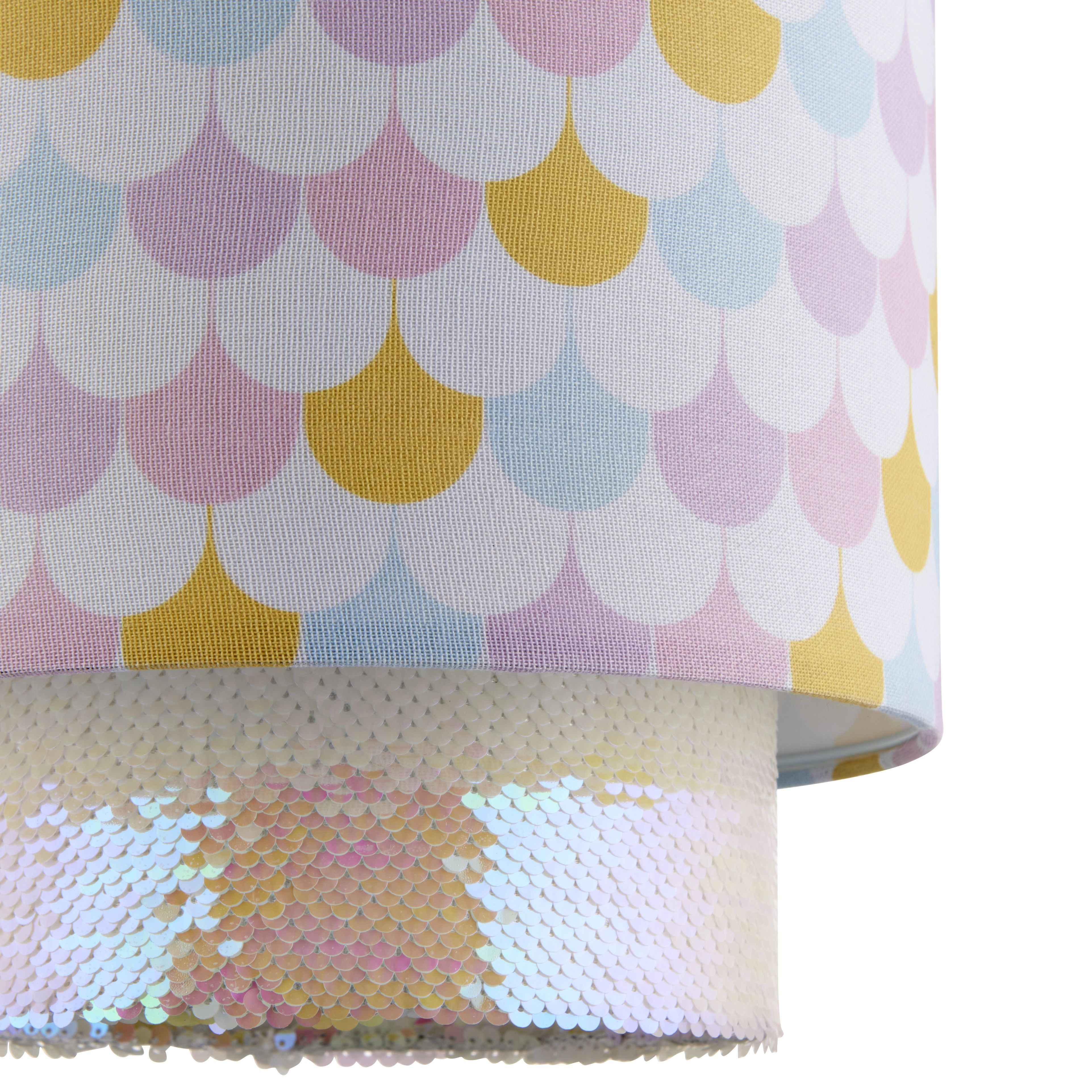 Printed Multicolour Glitter effect Mermaid Cylinder Light shade (D)25cm